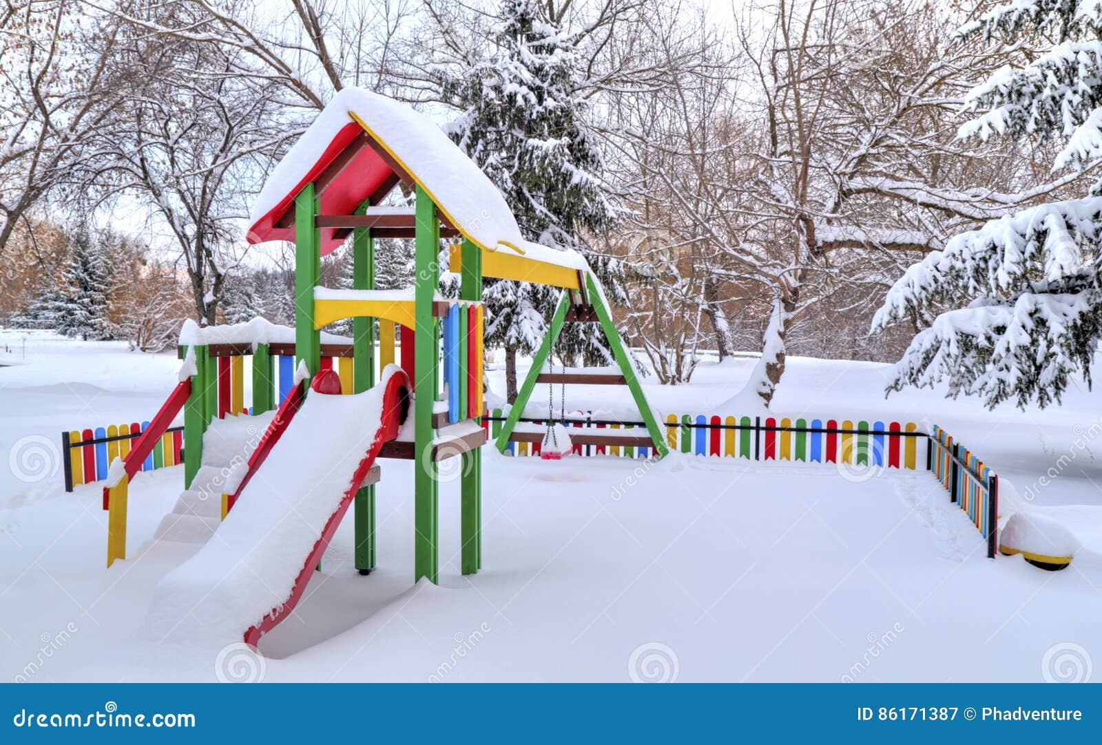 Children`s Playground Covered with Snow Stock Image - Image of frozen ...