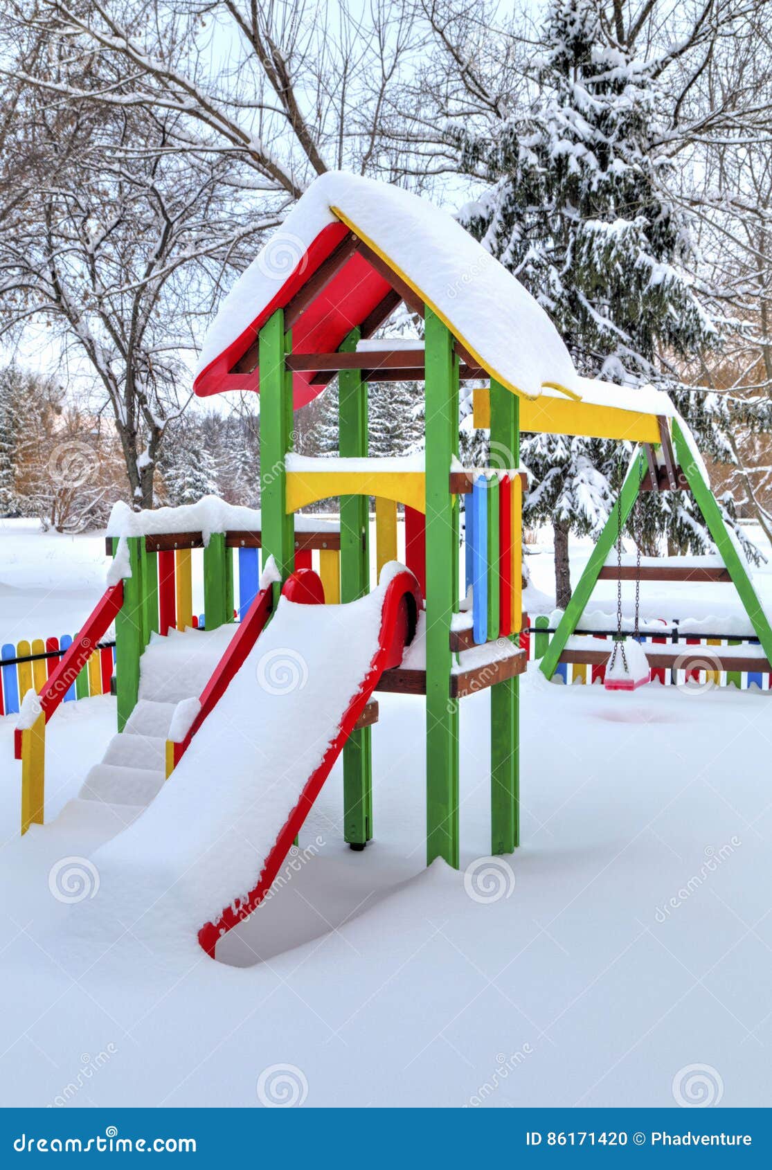 Children`s Playground Covered with Snow Stock Photo - Image of ...