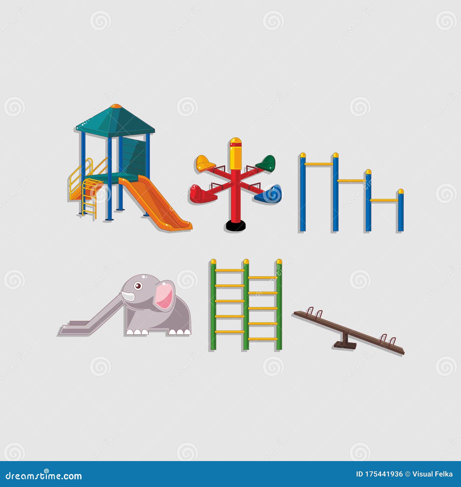 Set of Children`s Playground Equipment Vector Illustration Stock Vector ...