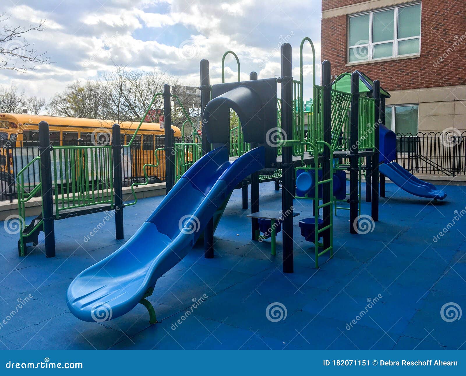 Children`s Playground with School Buses Editorial Photo - Image of ...