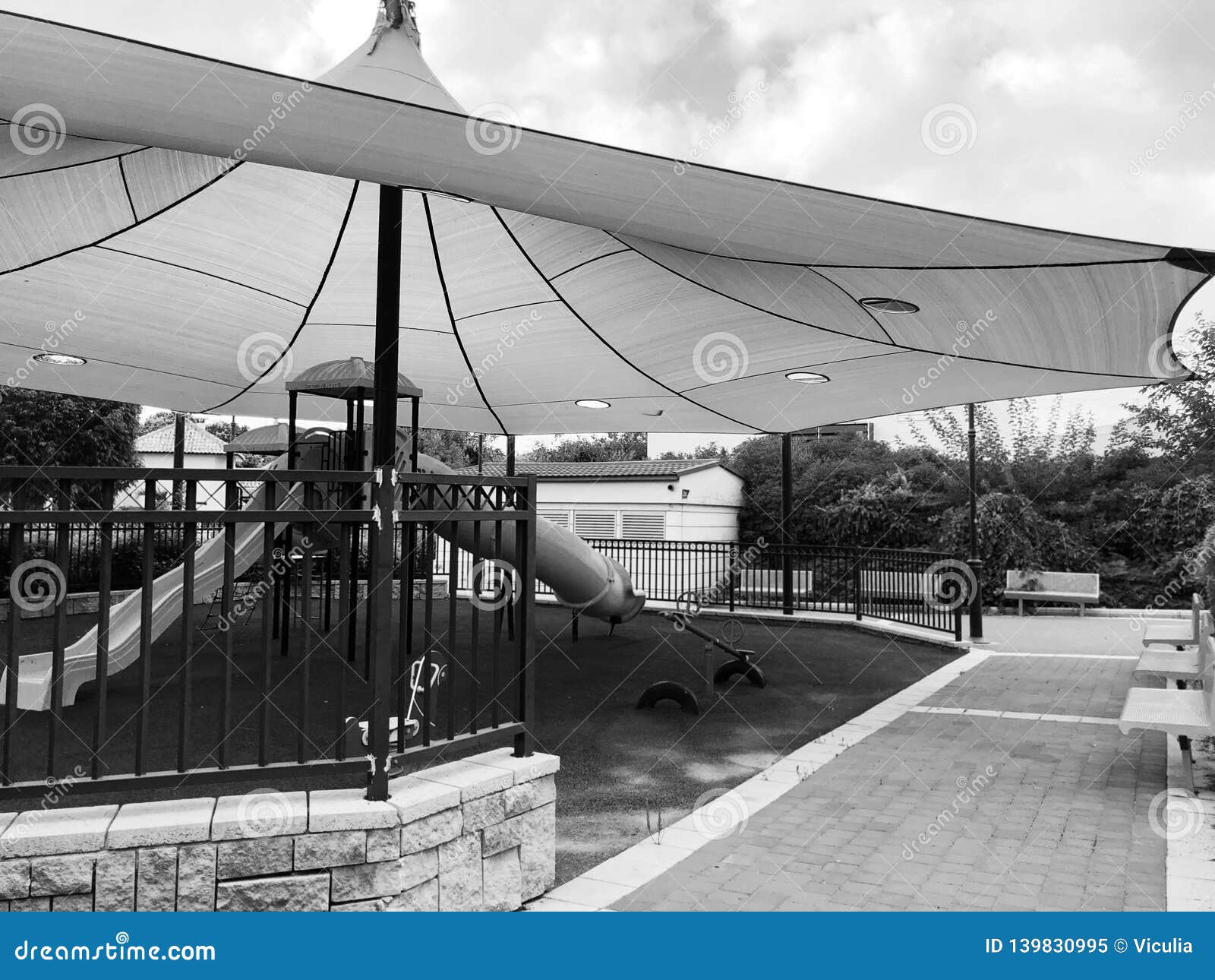 Children`s Playground are Shadow Under a Tent Stock Image - Image of ...