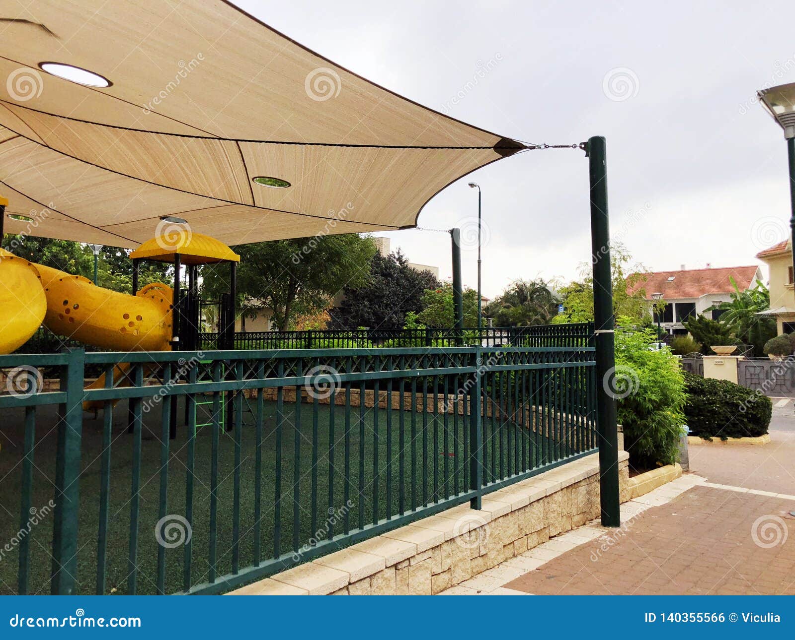 Children`s Playground are Shadow Under a Tent Stock Photo - Image of ...