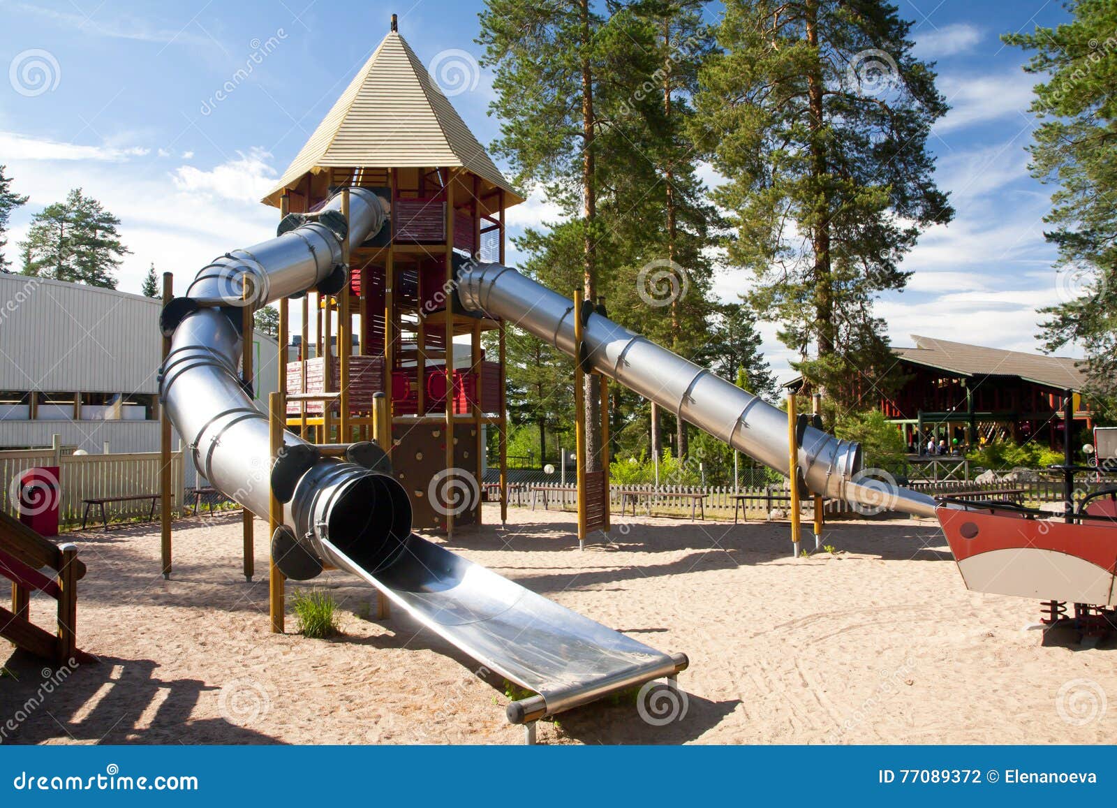 A Children S Playground with a Slide Stock Photo - Image of child ...