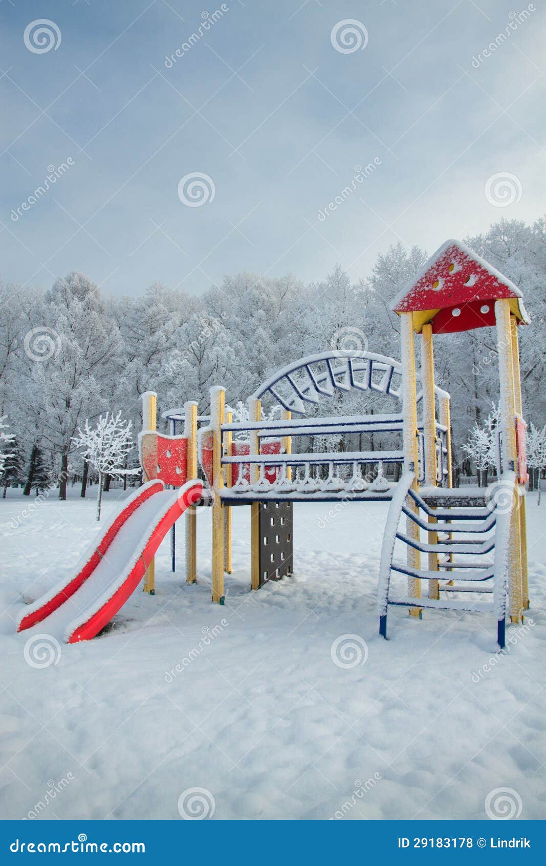 Children S Playground in Winter Stock Photo - Image of nature ...