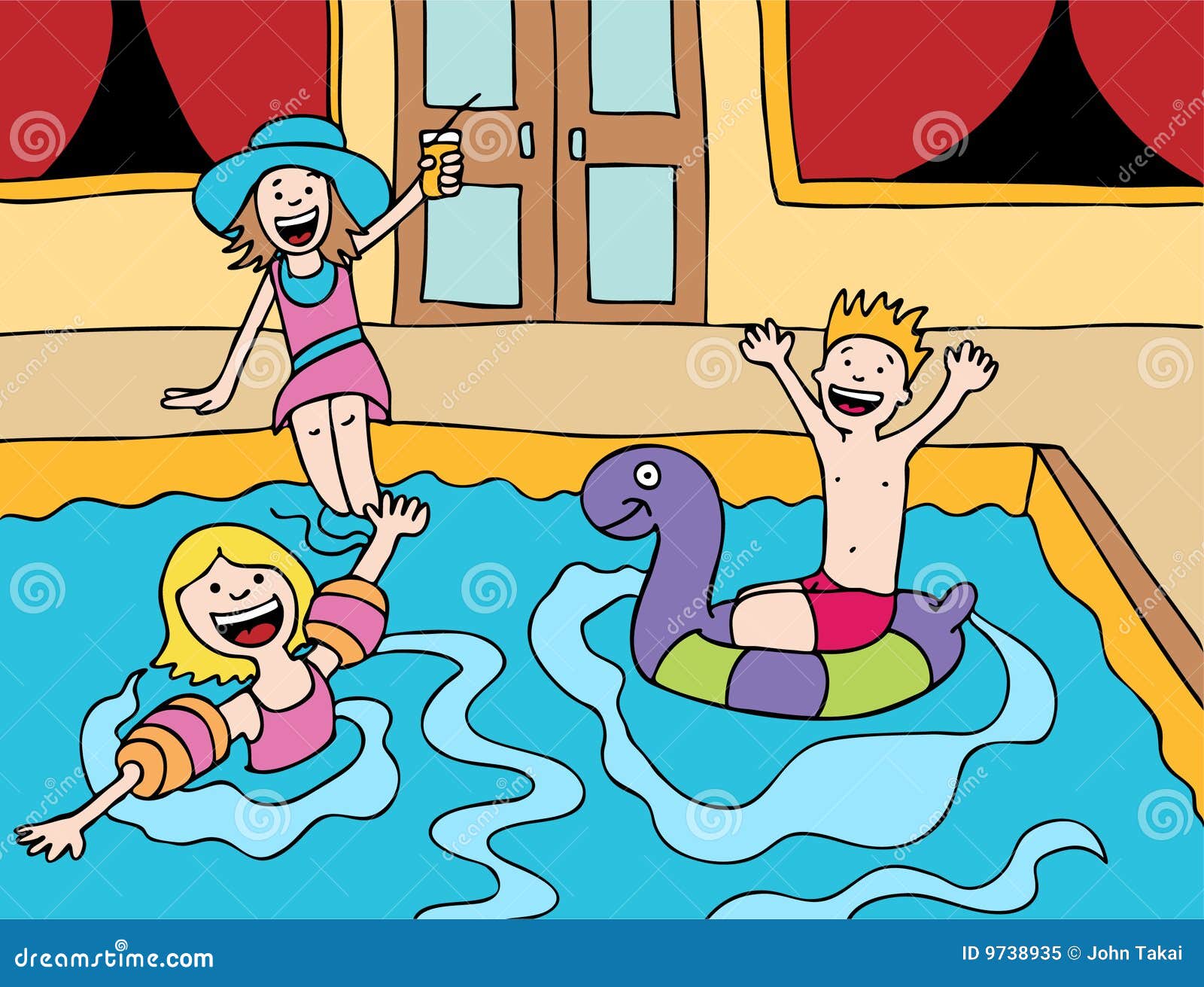 Girl With Flotation Ring Cartoon Vector | CartoonDealer.com #121178209