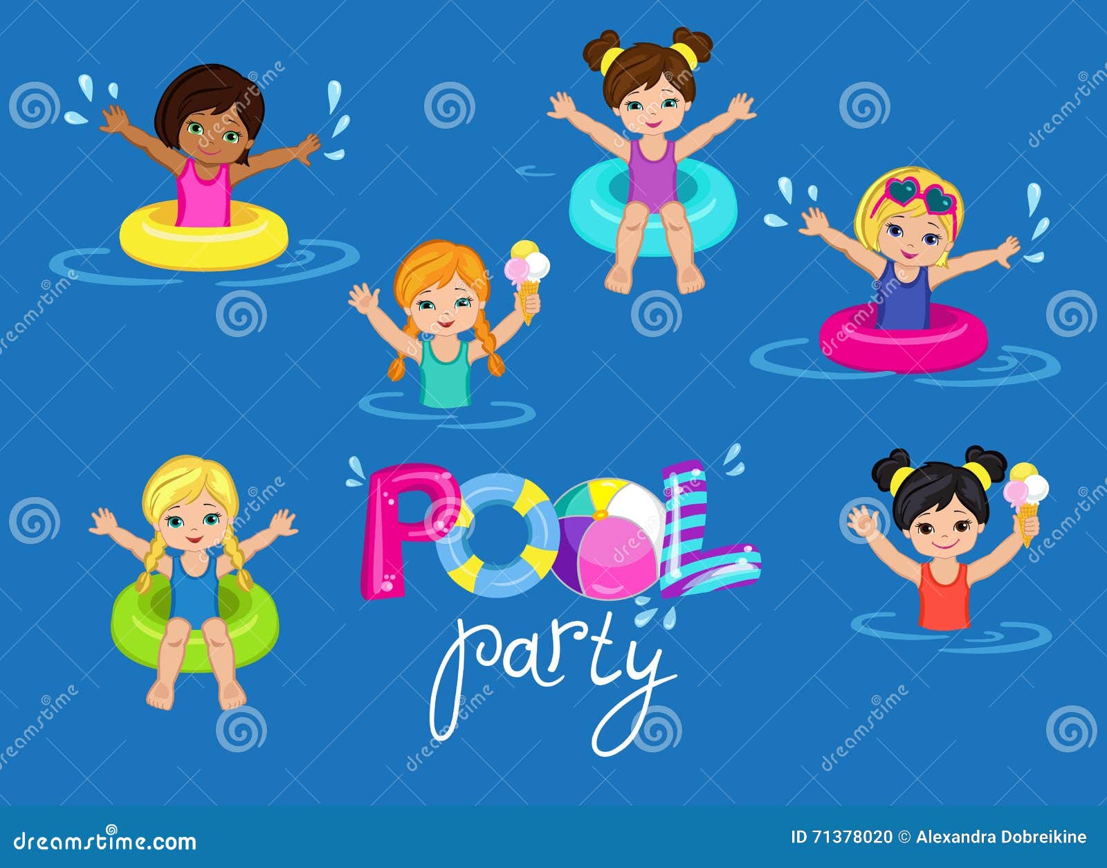 Children S Pool Party on Background. Stock Vector - Illustration of ...