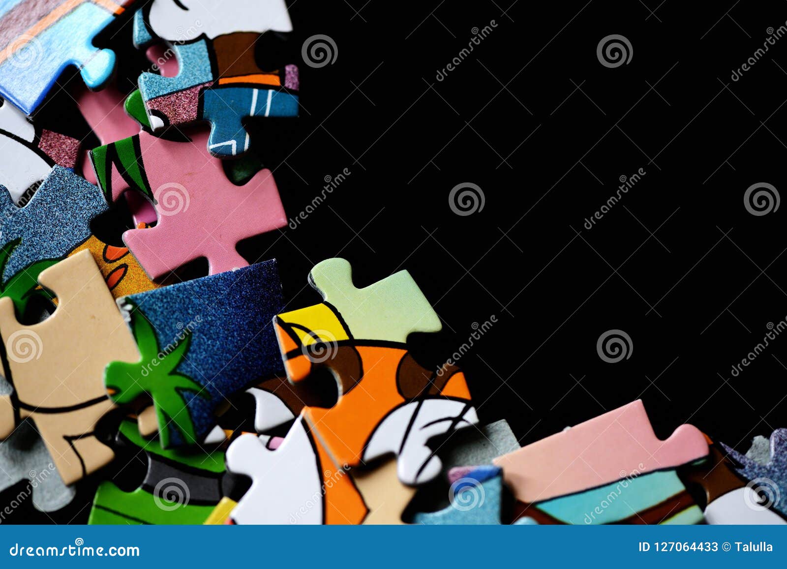 Children`s Puzzles Scattered on a Dark Background Stock Image - Image ...