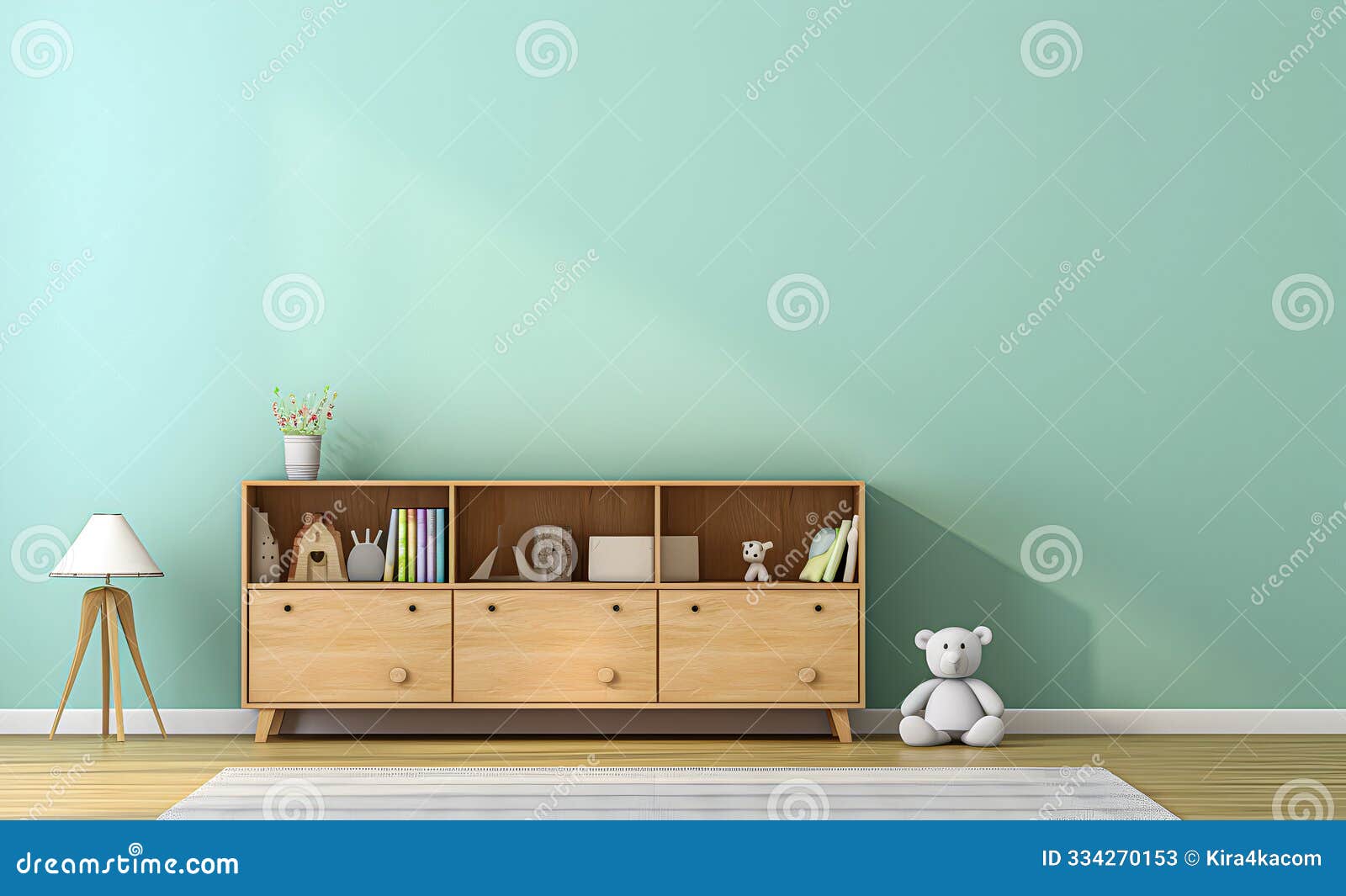 Children S Room in Mint Color Stock Image - Image of house, minimalist ...