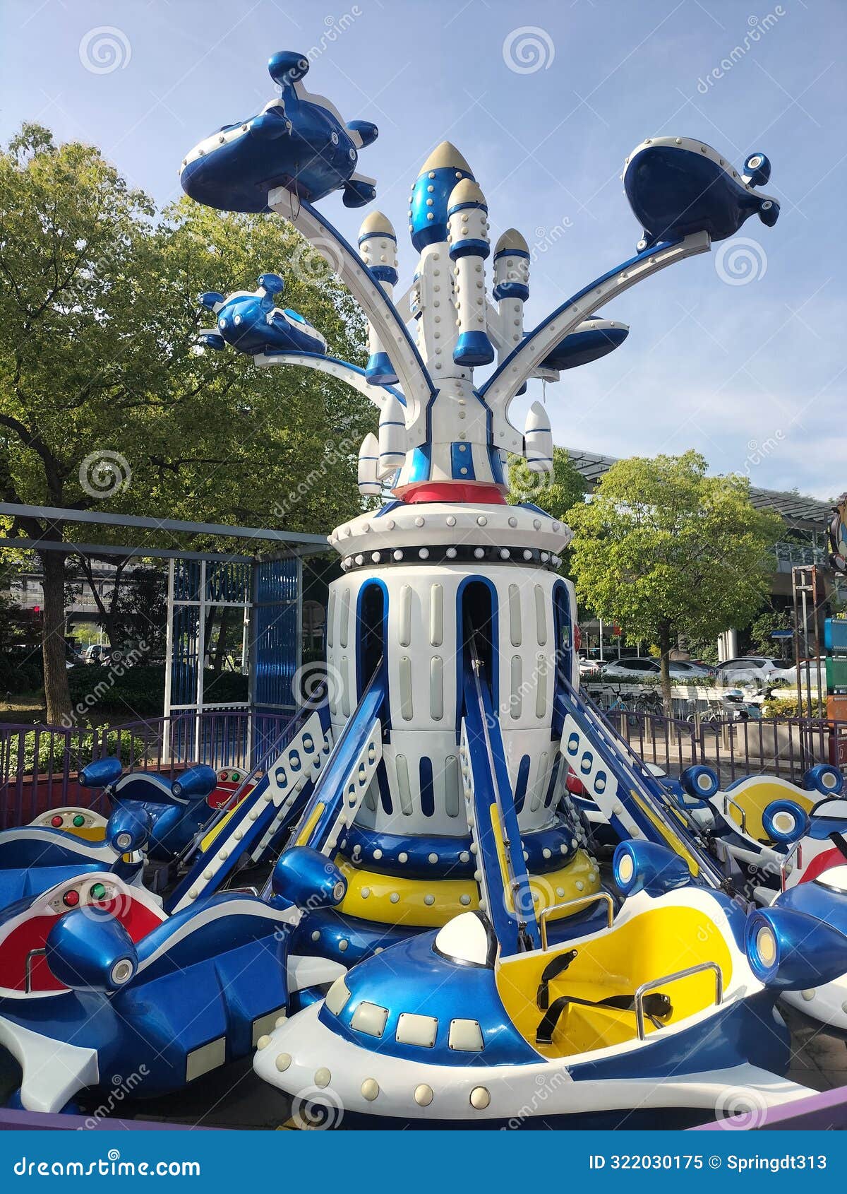 Children S Rotating Spacecraft in Amusement Park Stock Image - Image of ...
