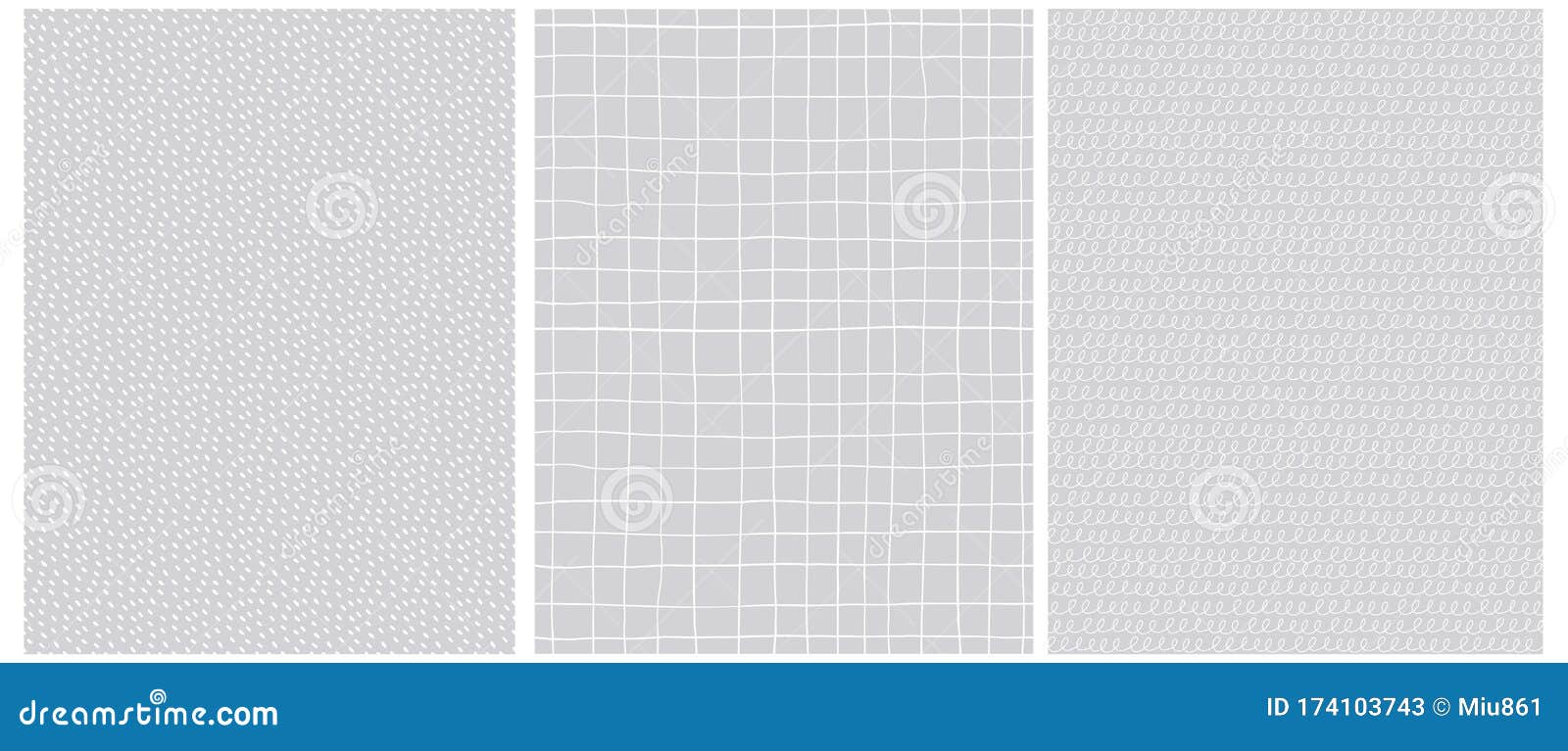 Children`s Scrawl Style Prints. Set of 3 Hand Drawn Irregular Geometric ...