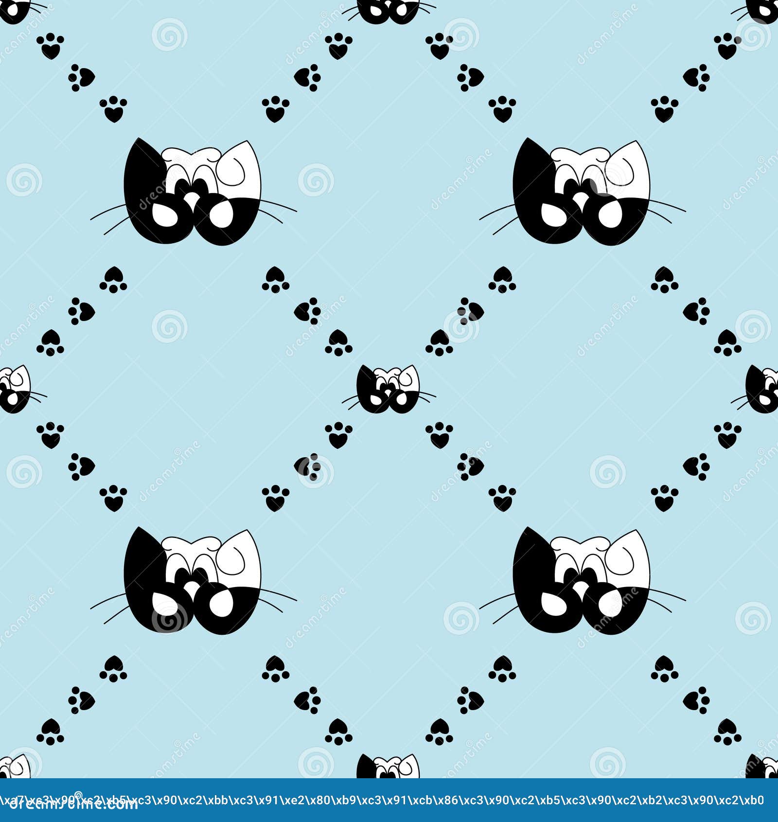 Children S Seamless Pattern on the Theme of Cats Stock Vector ...