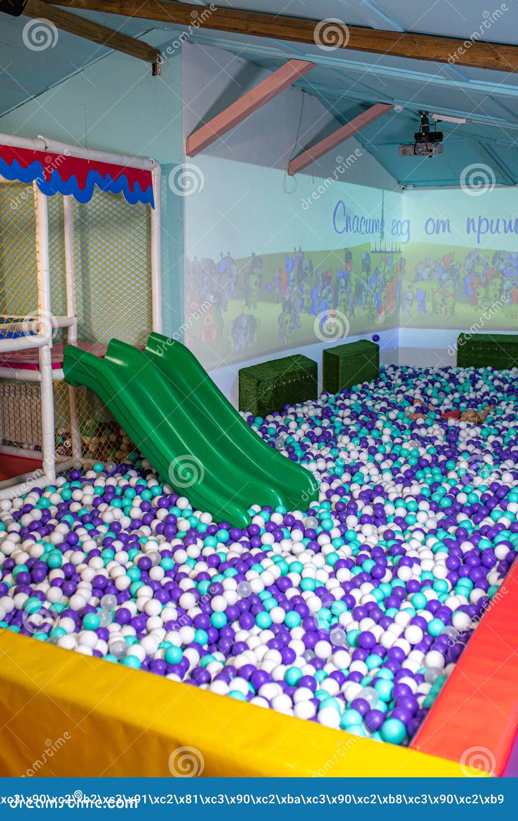 Children S Slide in Balls on the Playground Stock Photo - Image of ...