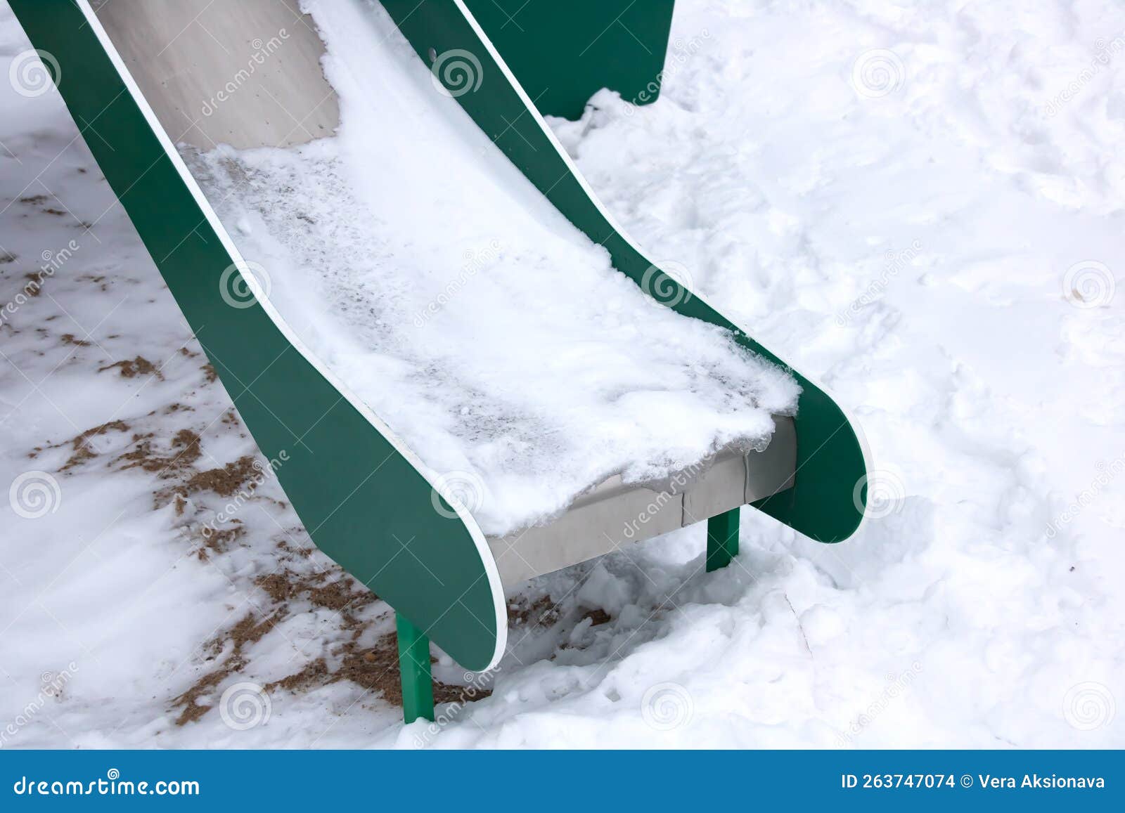 Children S Slide in the Snow Close Up Stock Photo - Image of winter ...