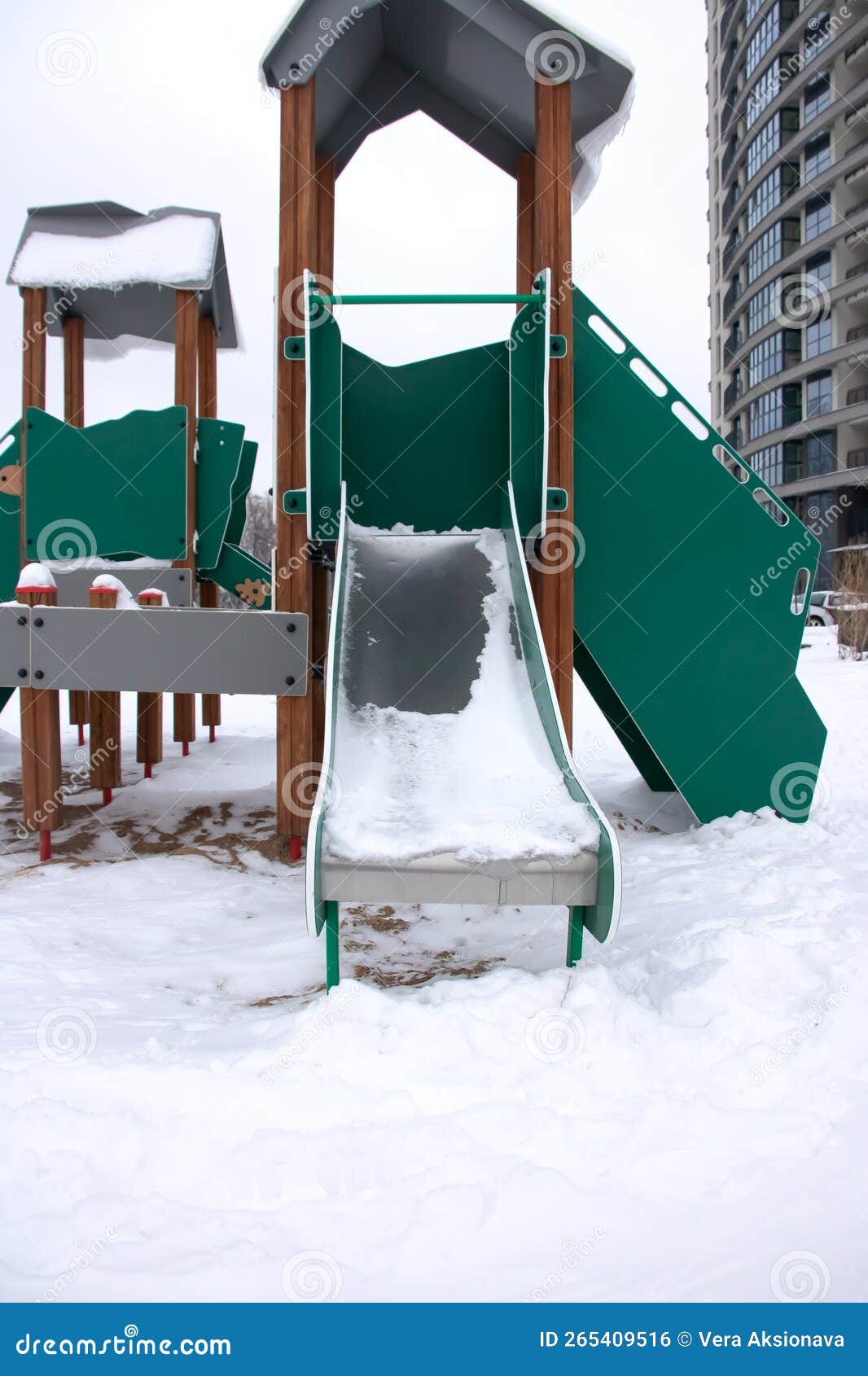 Children S Slide in the Snow Close Up Stock Photo - Image of covered ...