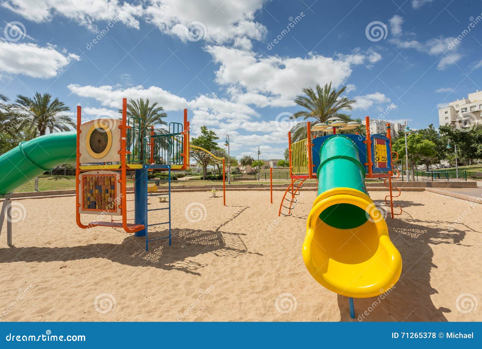 Children S Slides and Playgrounds. PlayGround Park Stock Photo - Image ...