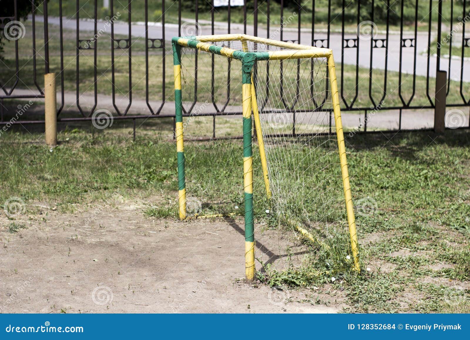 Children`s Soccer Goal in the Yard Stock Photo - Image of match ...