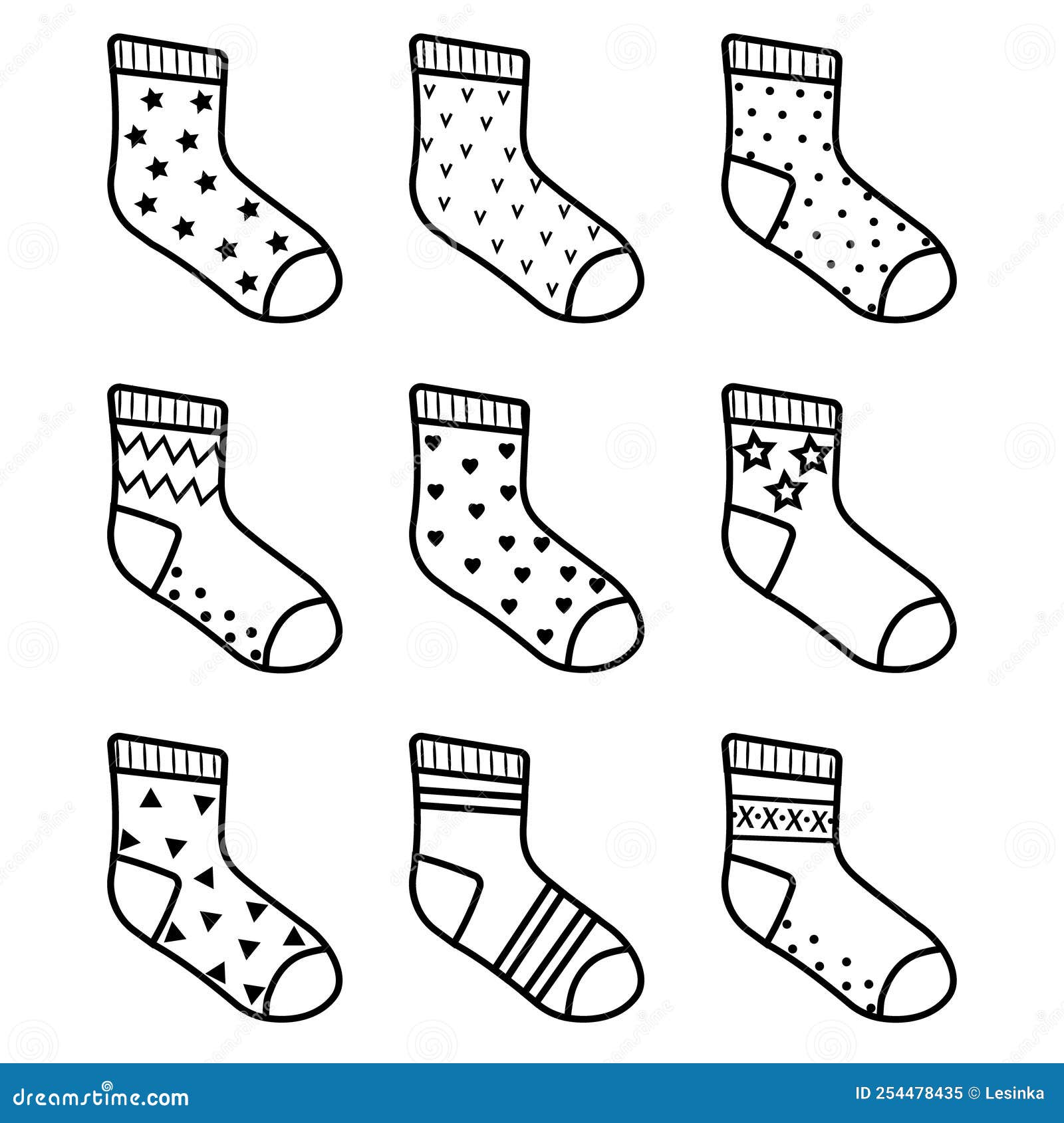 Children S Socks, Black Outline, Vector Isolated Illustration Stock ...