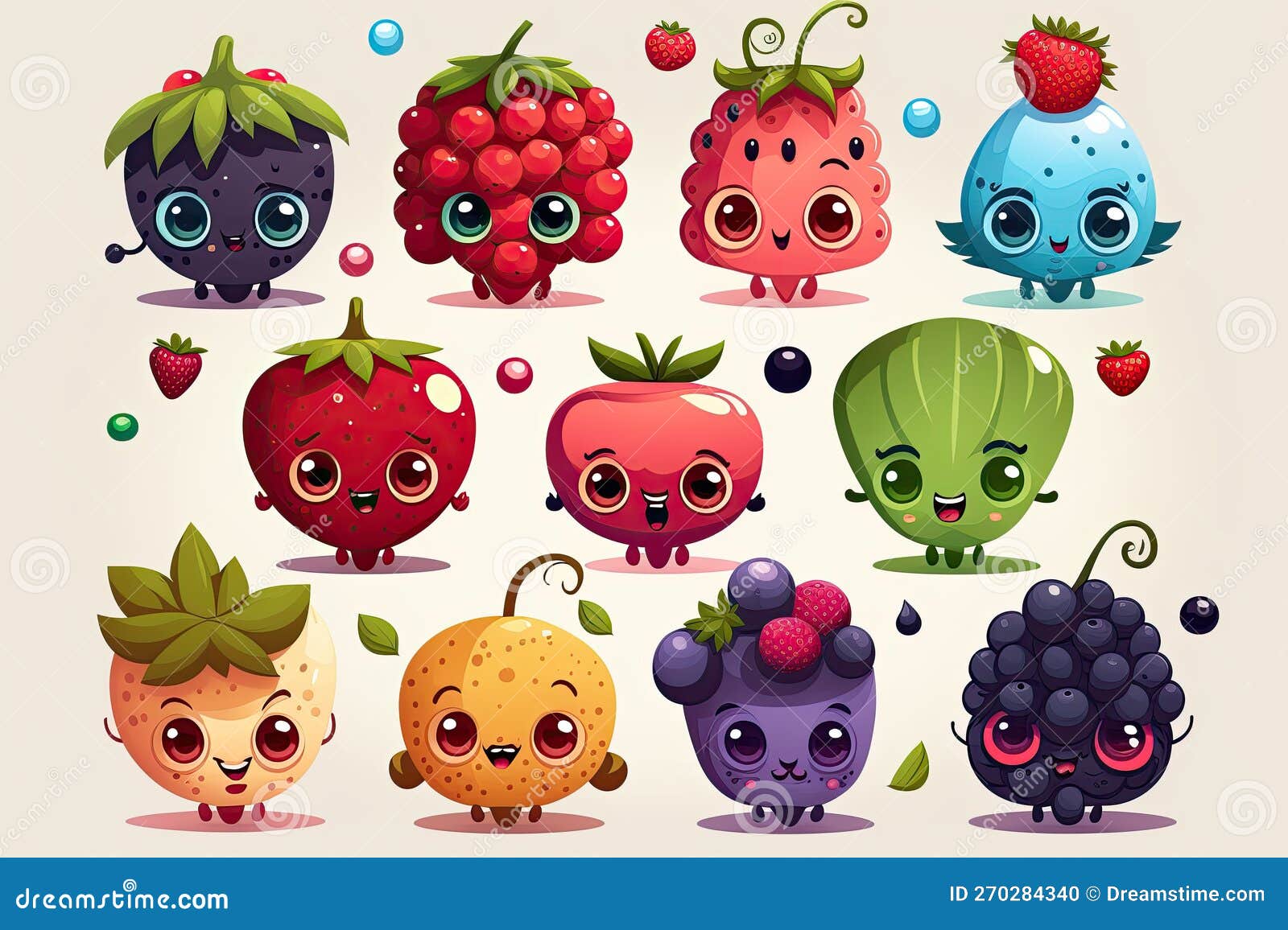 Children S Stickers, Different Berries with Comic Faces. Generative Ai ...