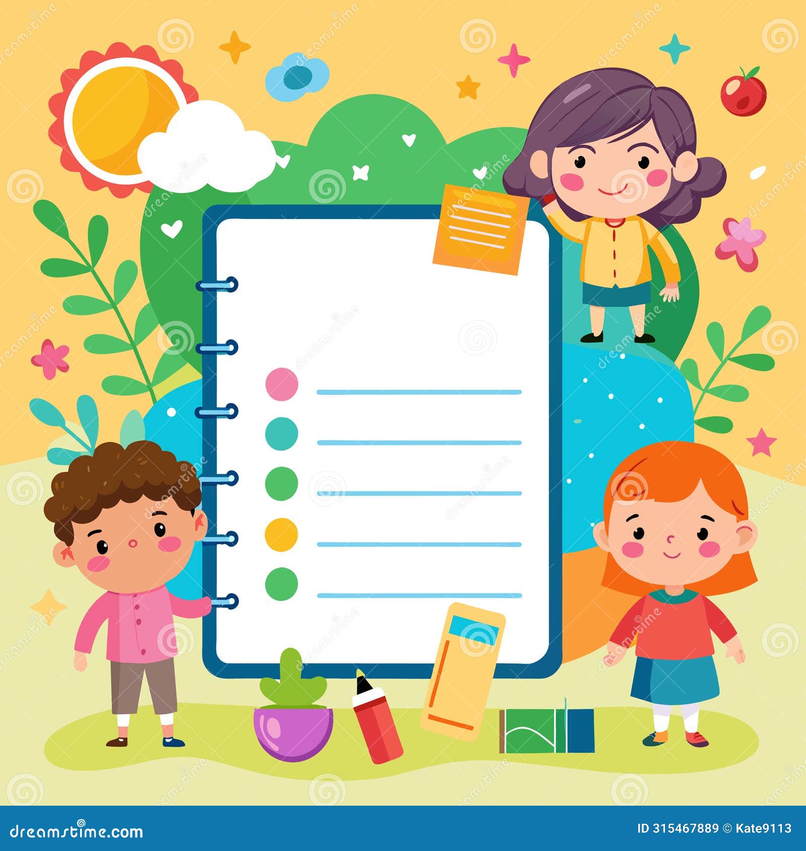 Children S Template a Group of Children are Standing Around a Blank ...