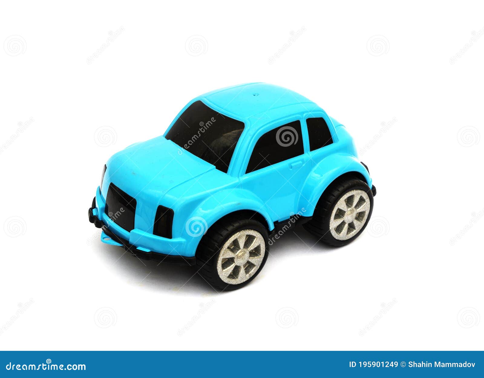 Children S Toy Car Made of Blue Plastic on a White Background Stock ...