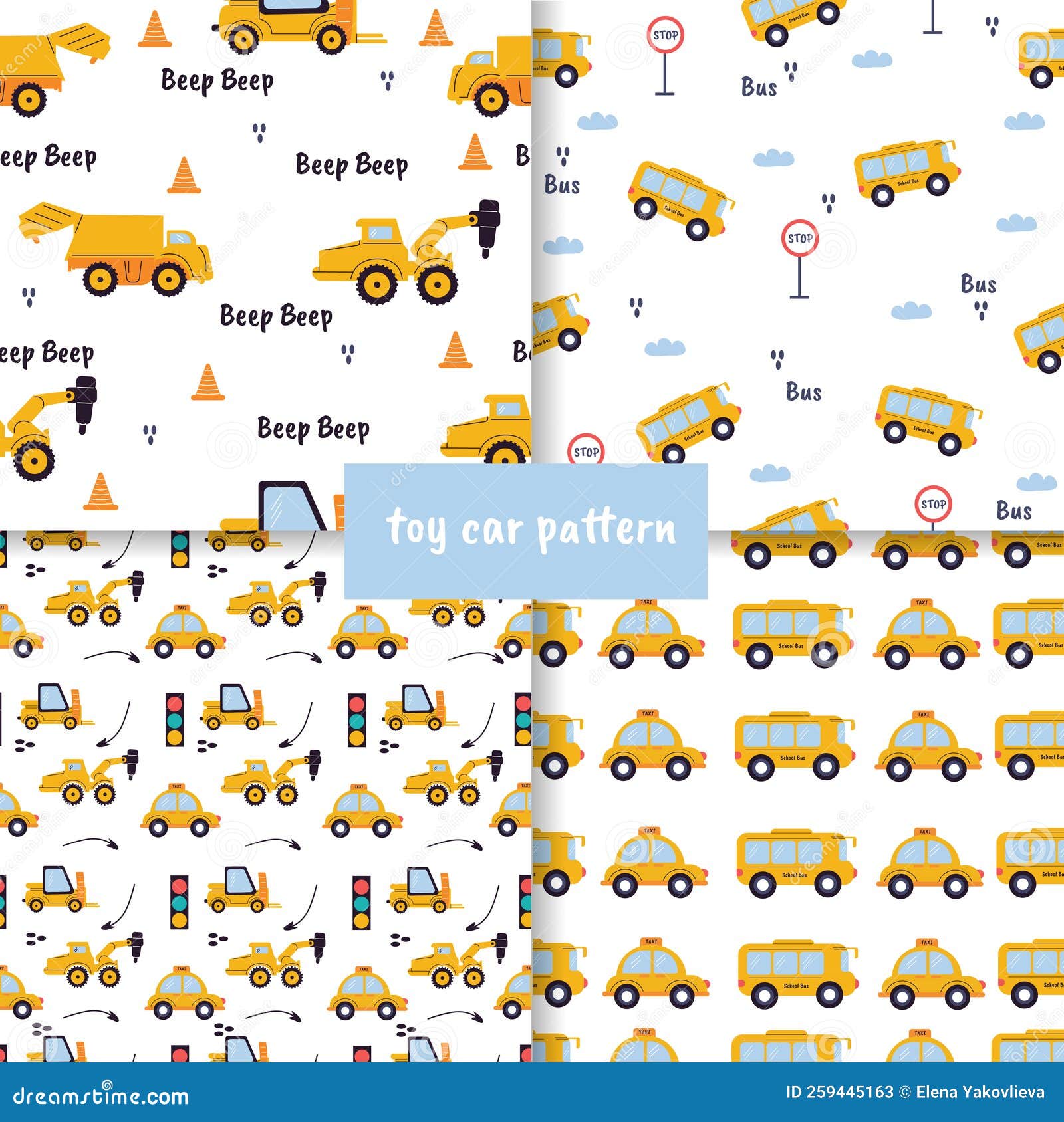 Children S Toy Car Pattern Set. Different Types of Cars Stock Vector ...