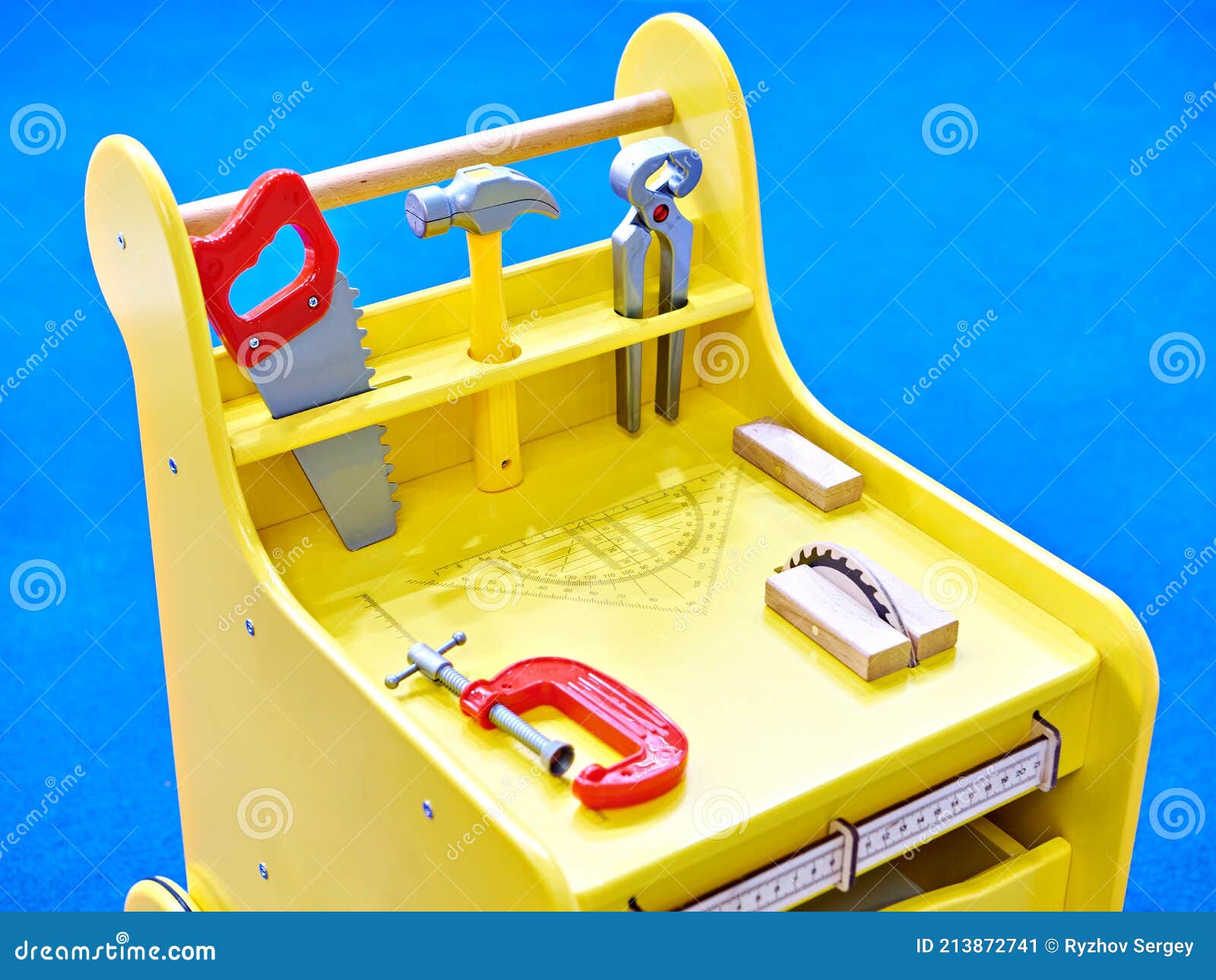 Kid`s Toy Carpentry Workbench with Tools Stock Image - Image of wooden ...