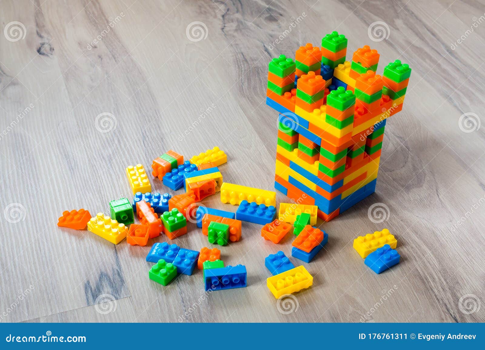 Children`s Toy, Designer of Multi-colored Blocks. Puzzle Stock Image ...