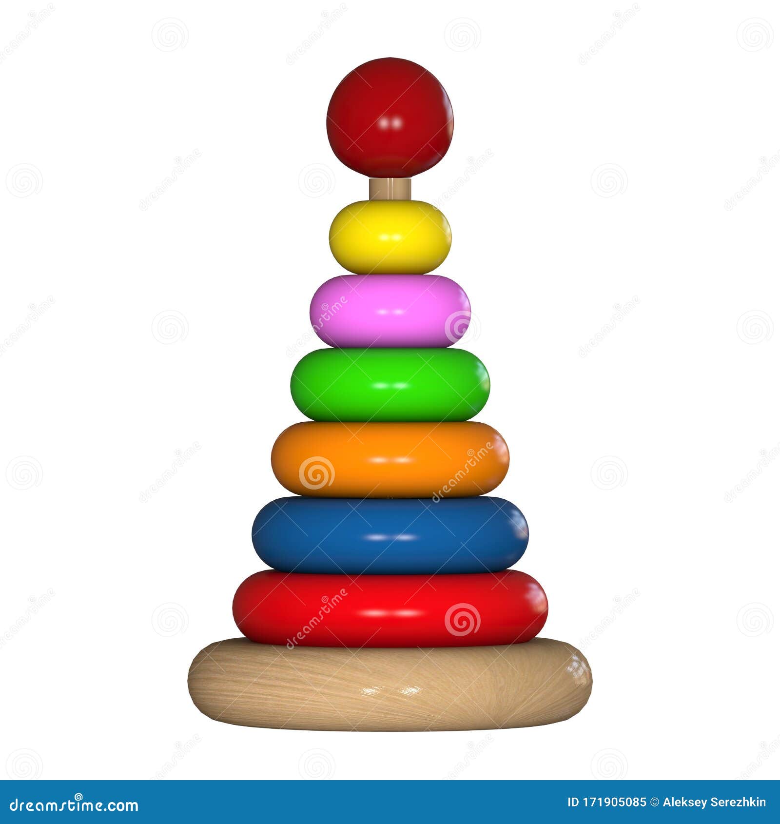 Children`s Toy Pyramid on a White Background. Isolate Stock ...