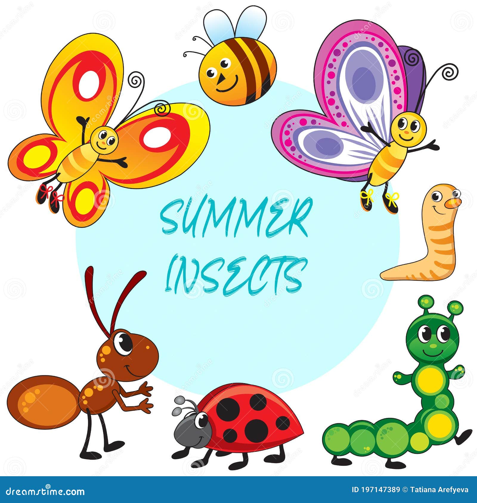 Children`s Vector Illustration Funny Insects Set Stock Vector ...