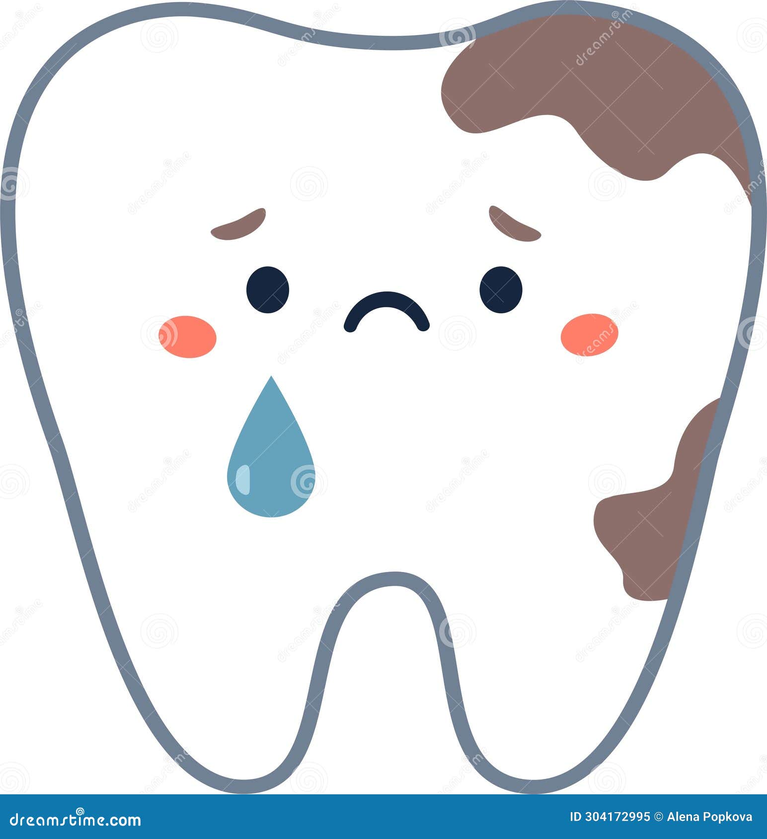 Sad Tooth Crying In Pain Vector Cartoon Illustration | CartoonDealer ...