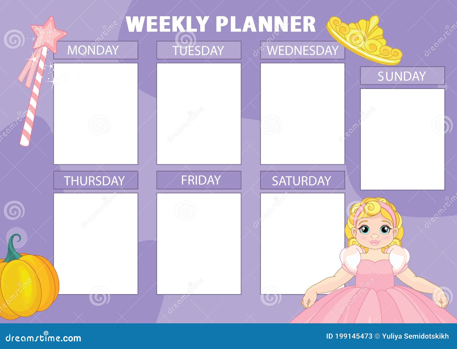 Children`s Weekly Planner. Vector Illustration Stock Vector ...