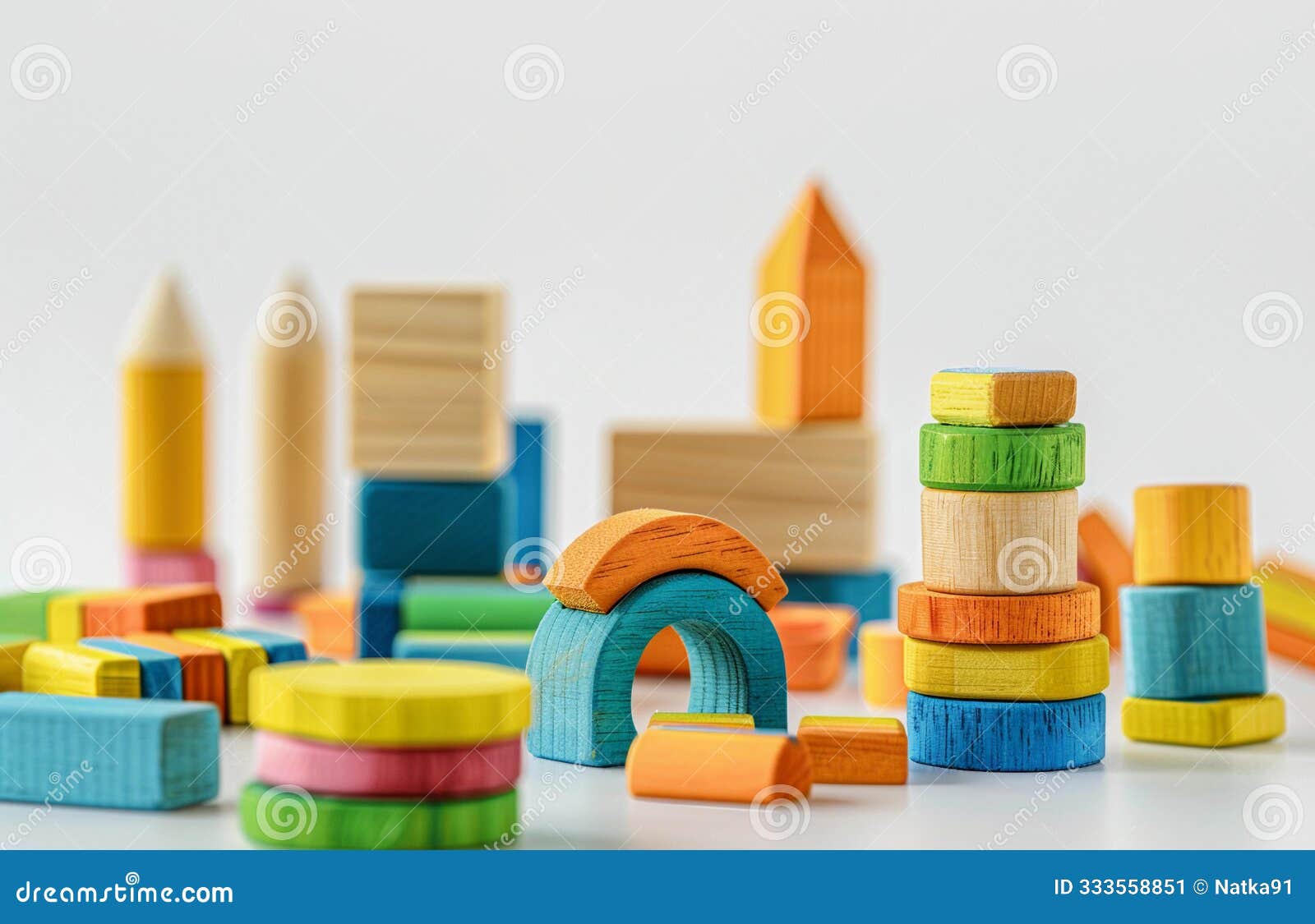 Children S Wooden Multi-colored Construction Set on a White Background ...