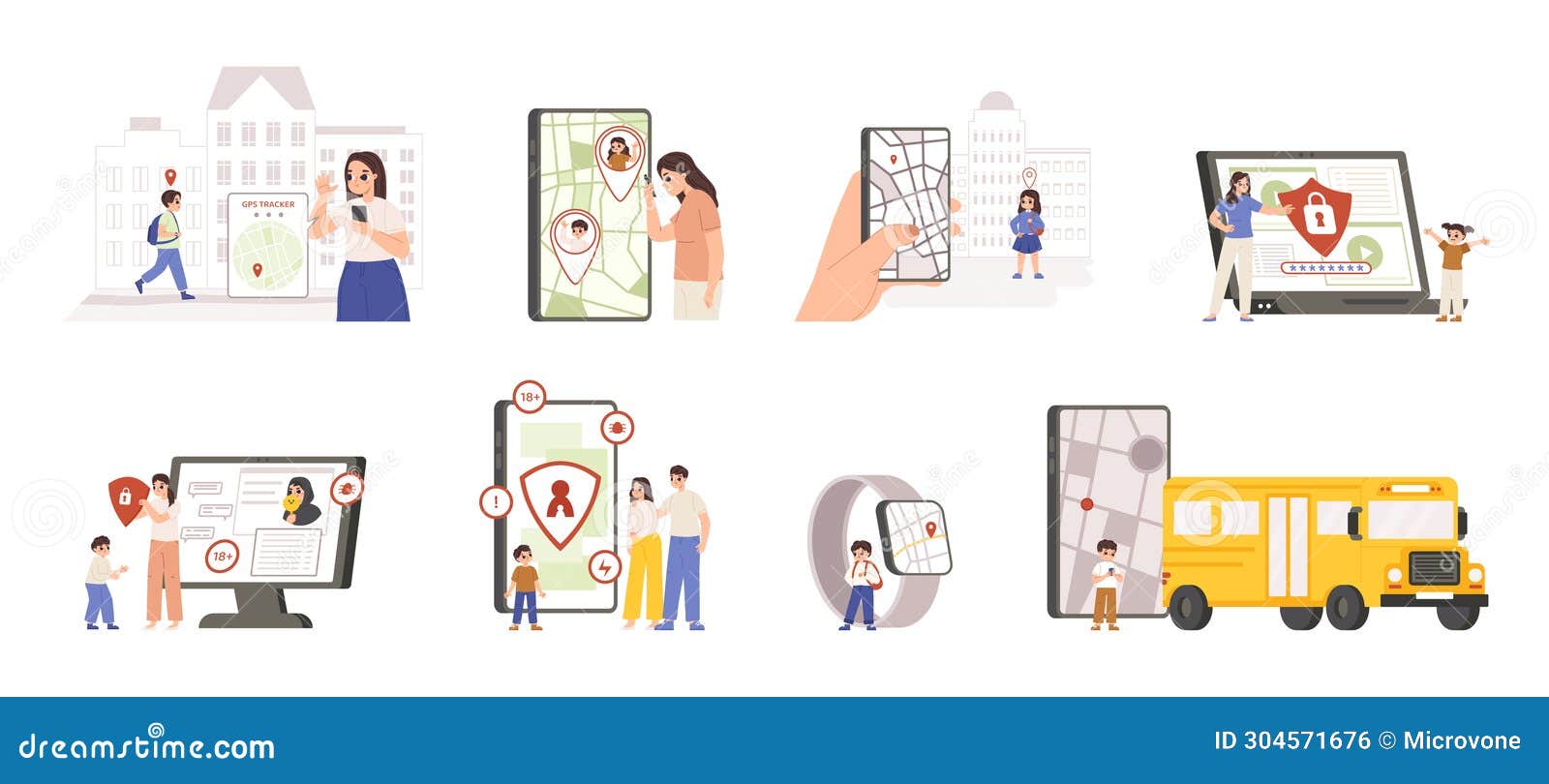 Smartwatch And Internet Of Things Concept Cartoon Vector ...