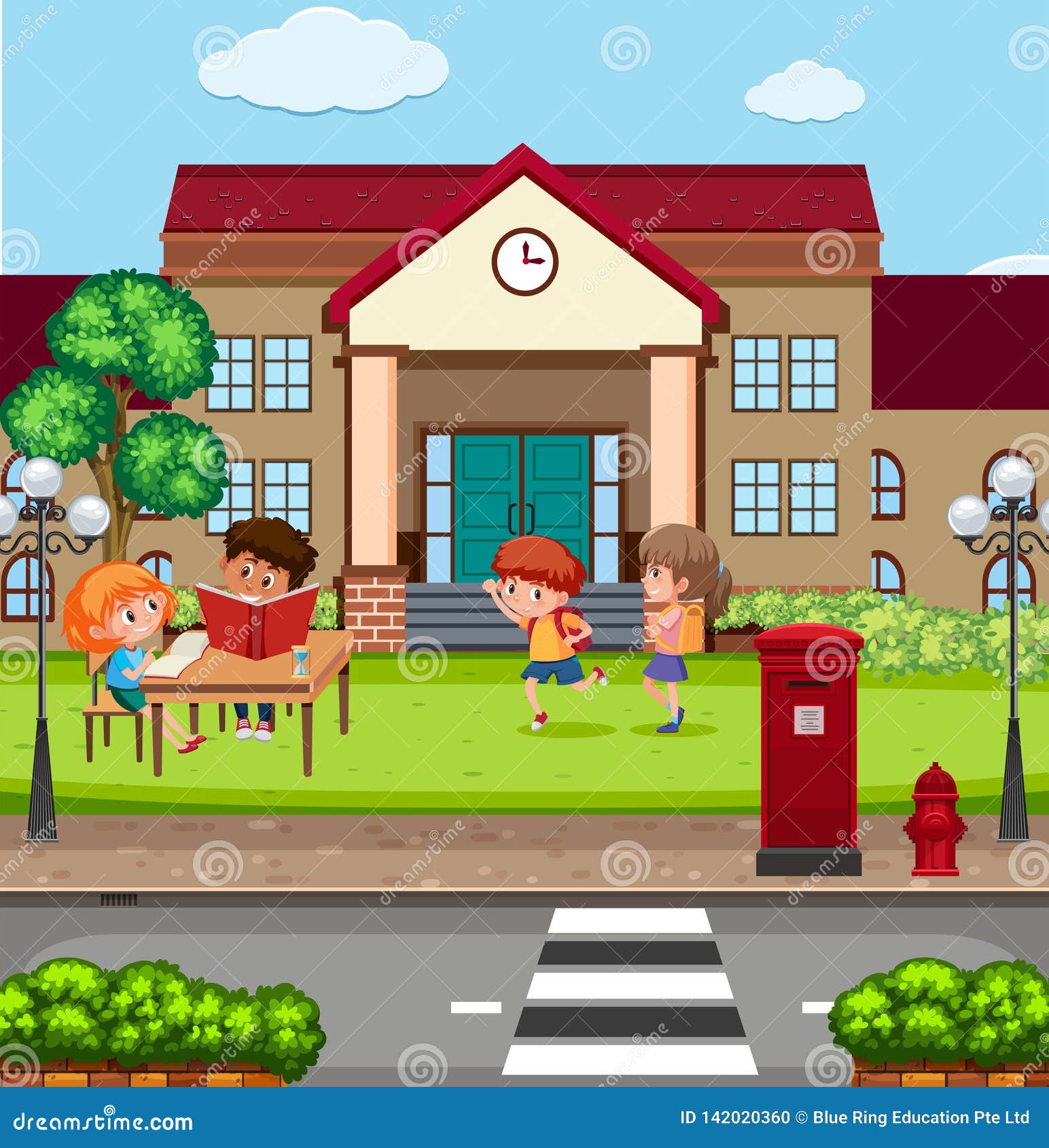 Children at the school stock vector. Illustration of graphic - 142020360