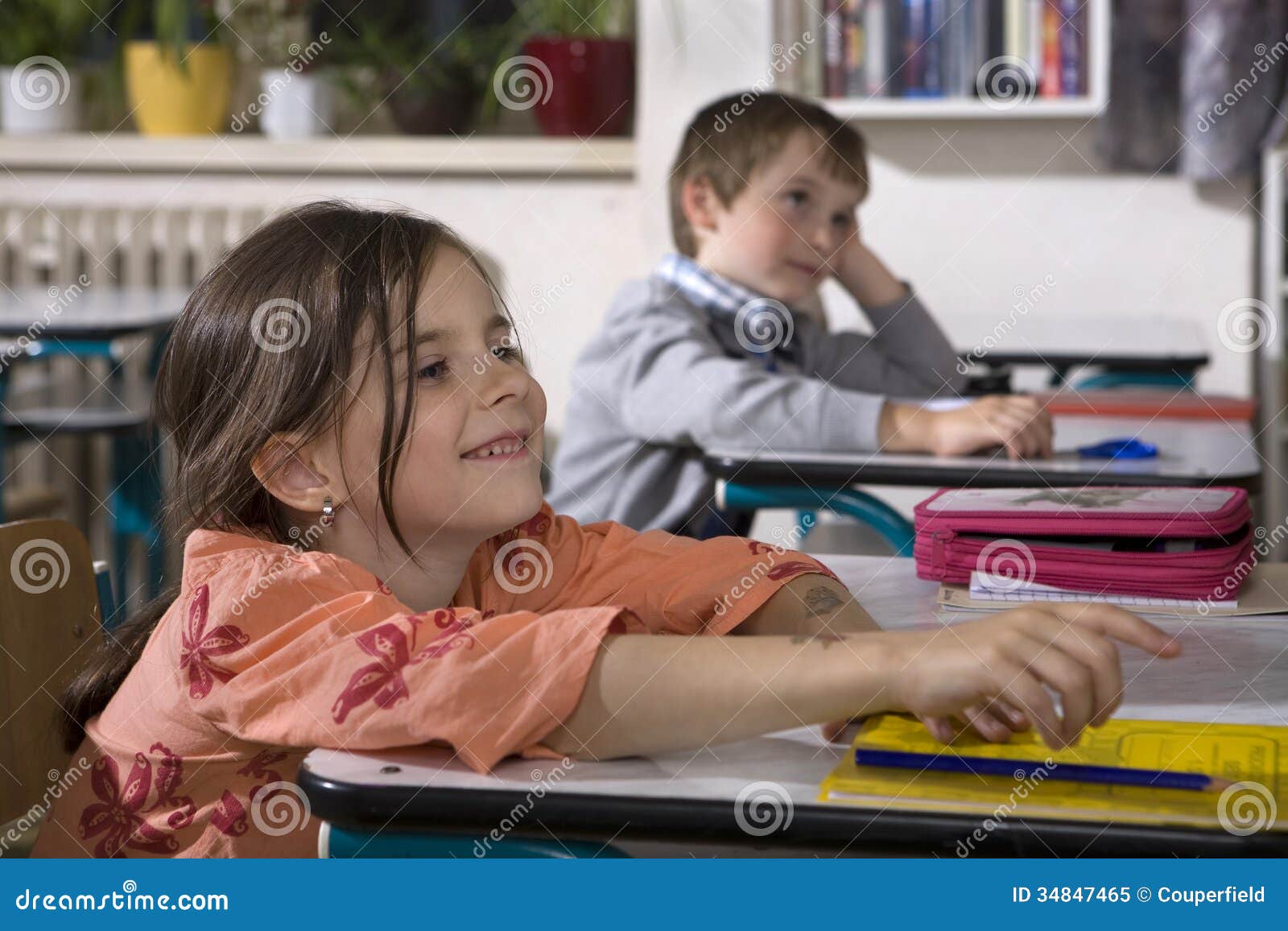 Children at School - Practicing Stock Image - Image of teach, learn ...
