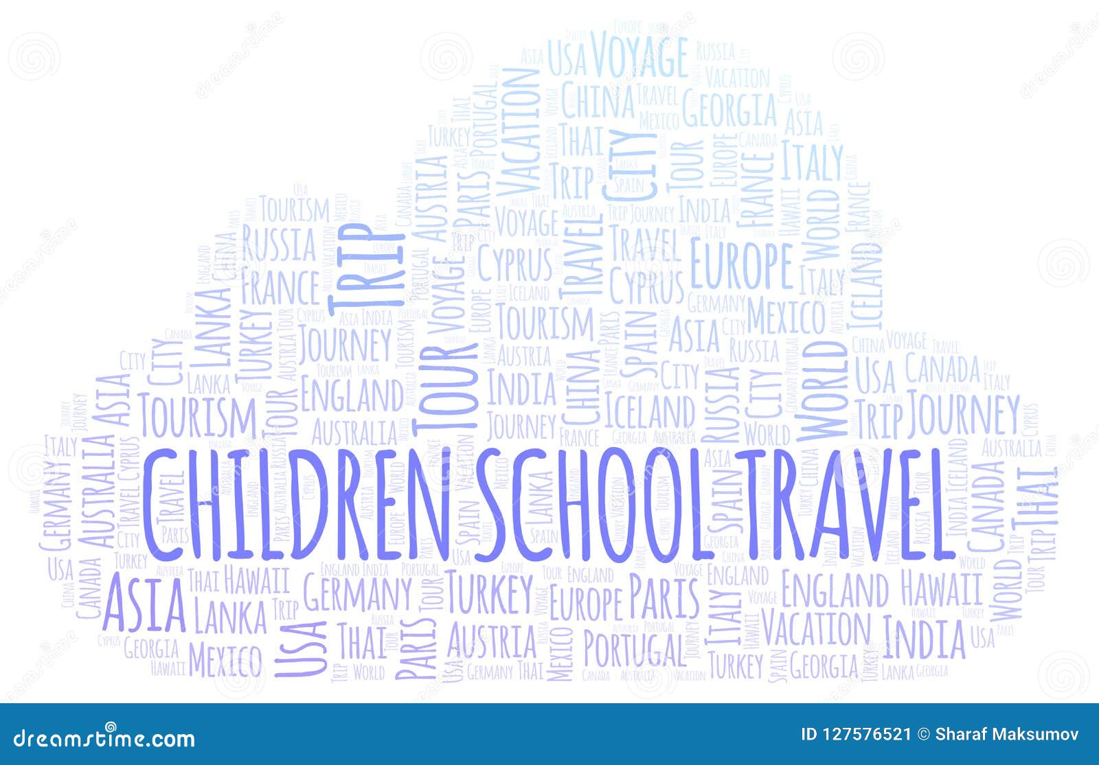 Children School Travel Word Cloud. Stock Illustration - Illustration of ...