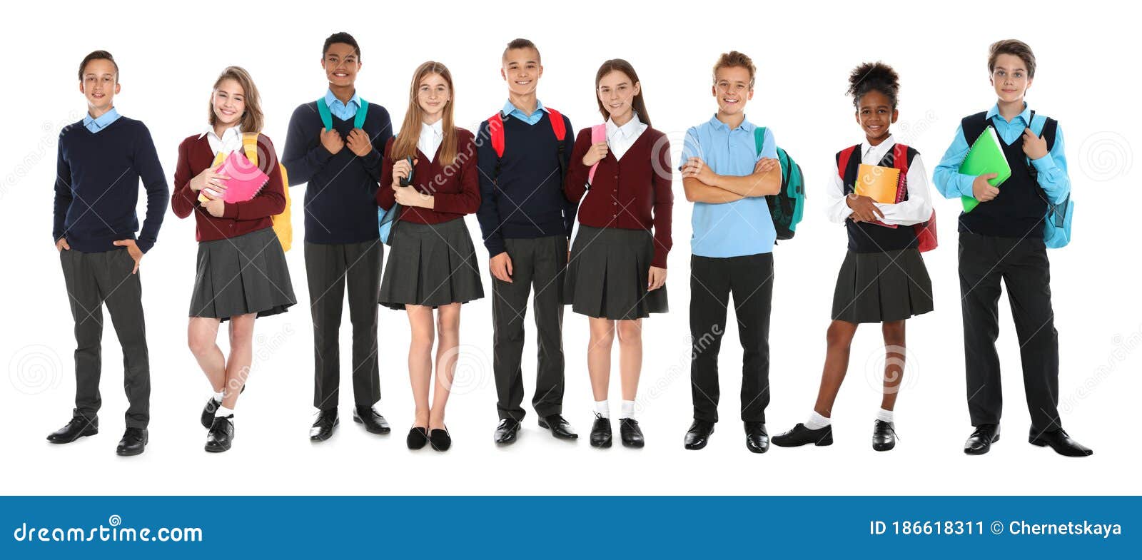 Children in School Uniforms on Background. Banner Design Stock Image ...