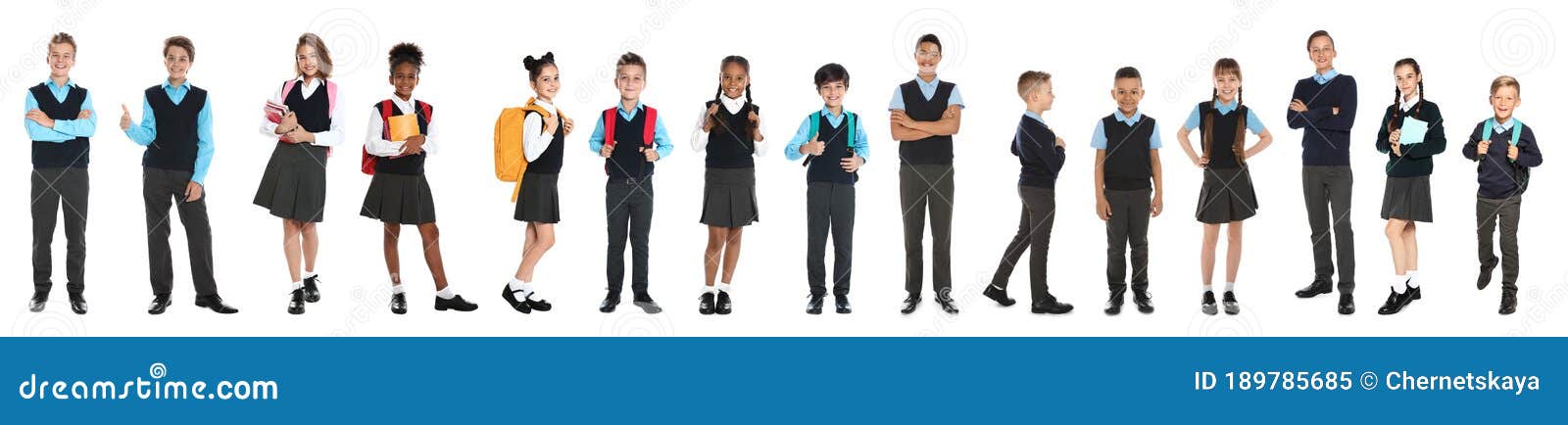 Children in School Uniforms on Background. Banner Design Stock Image ...