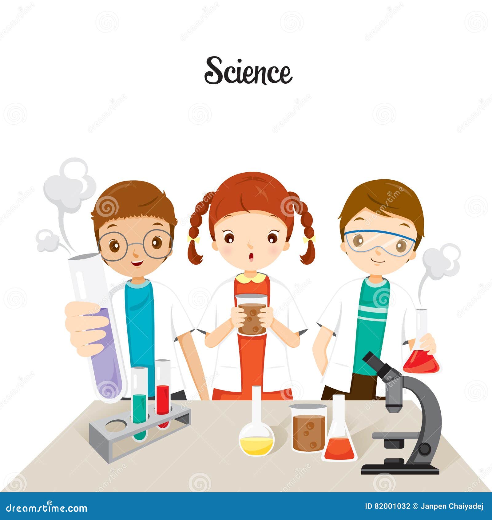 Children in Science Class Experimenting Stock Vector - Illustration of ...