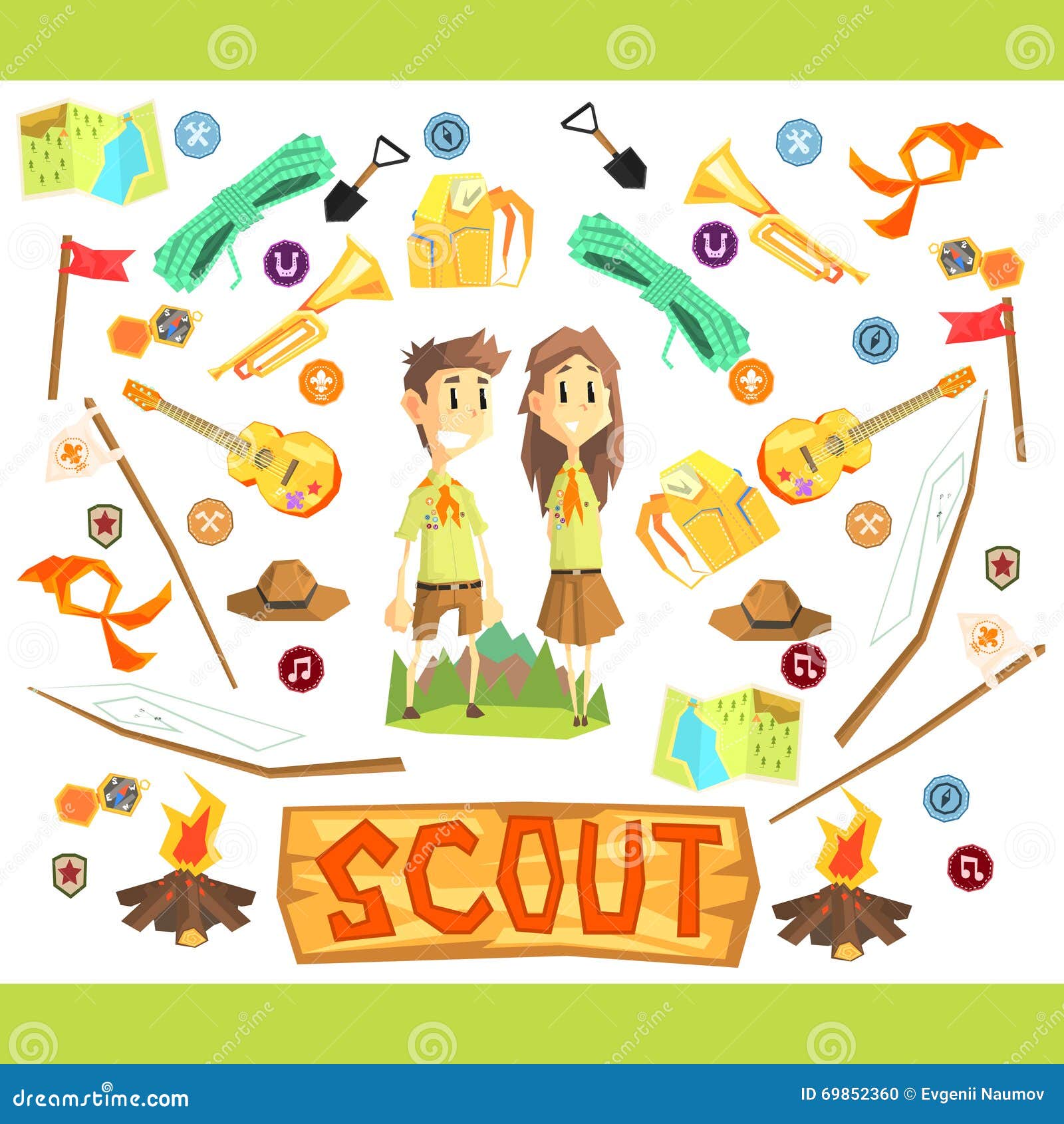 Children Scouts Illustration Stock Vector - Illustration of hiking ...