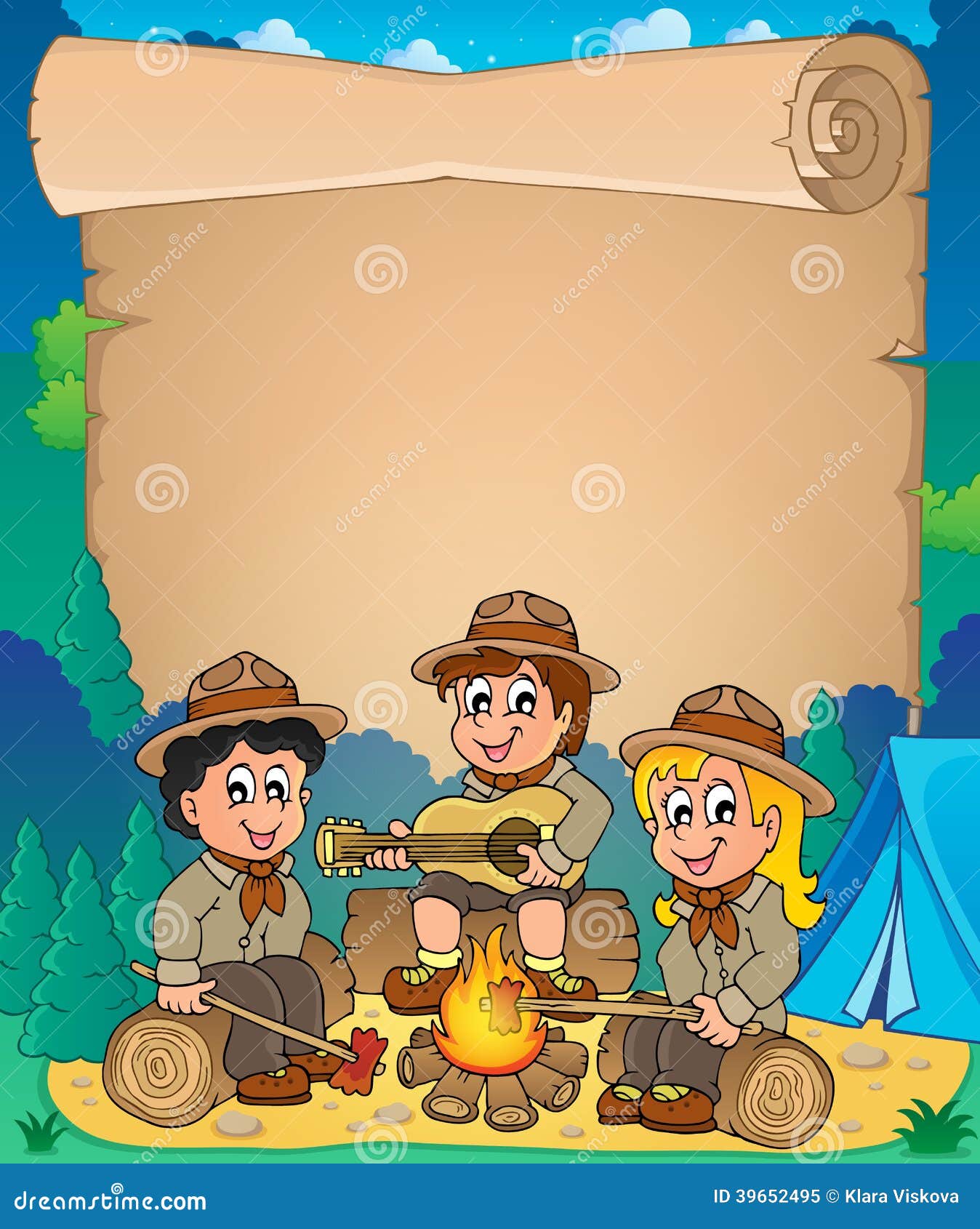 Children Scouts Theme Parchment 1 Stock Vector - Illustration of paper ...