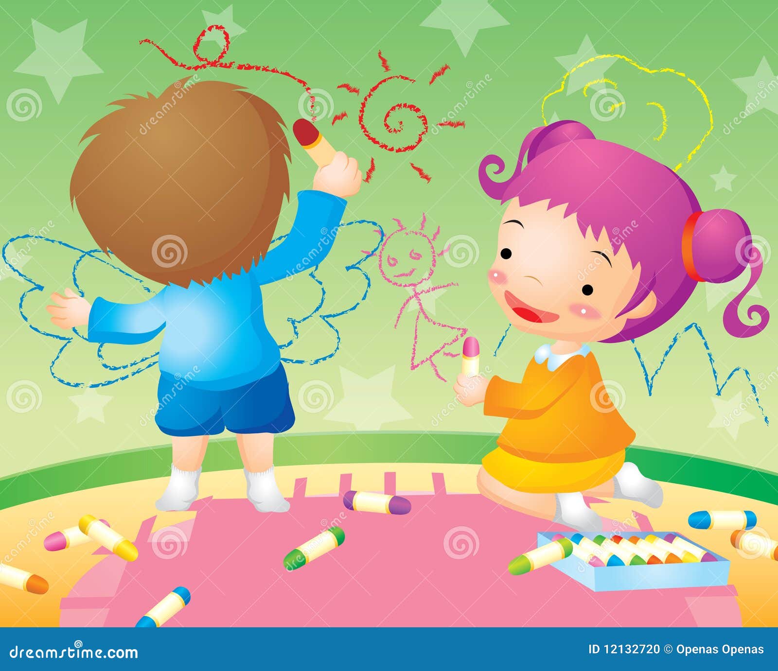 Children scribbling stock vector. Illustration of play - 12132720