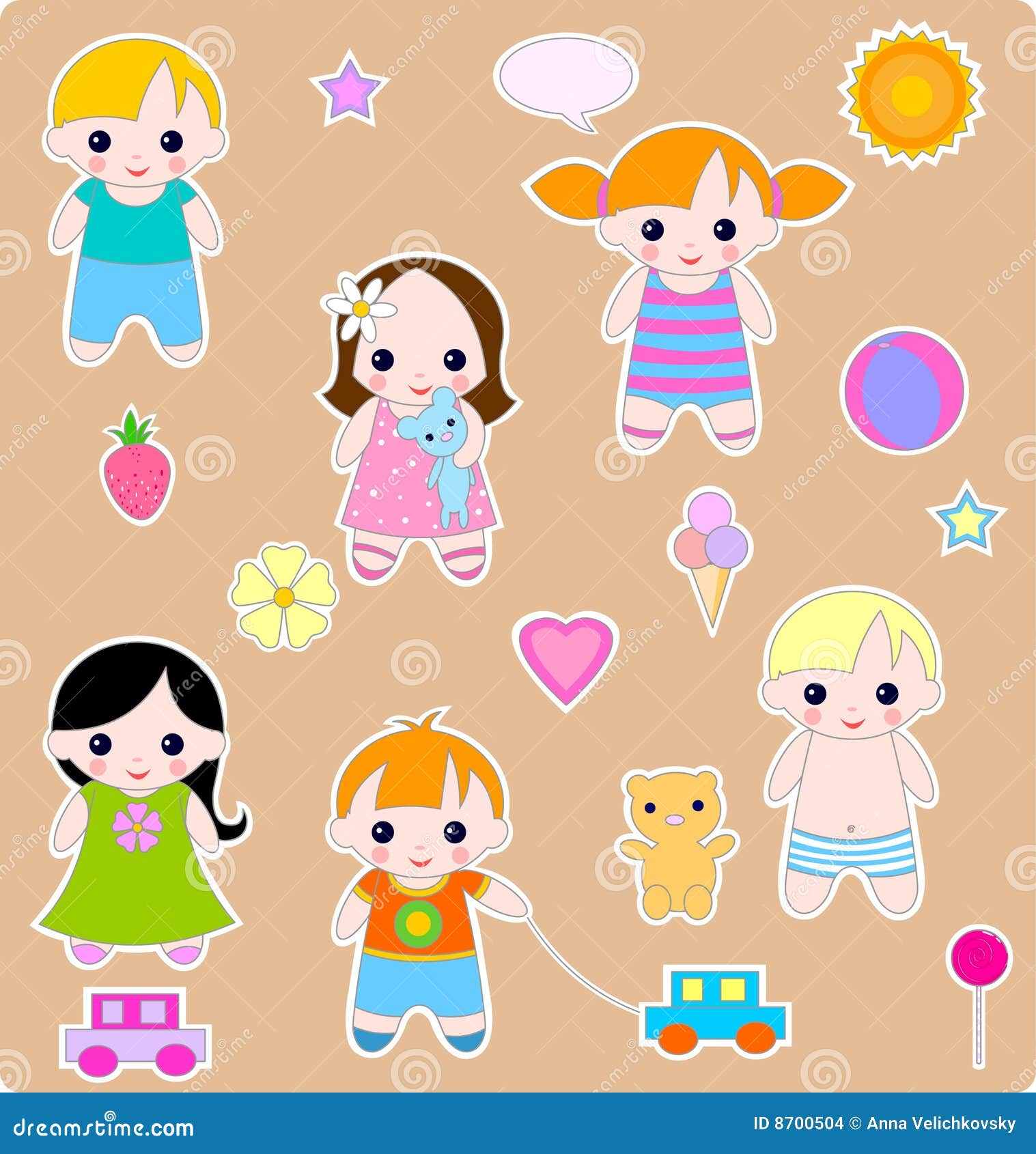 Children set stock vector. Illustration of bear, teddy - 8700504