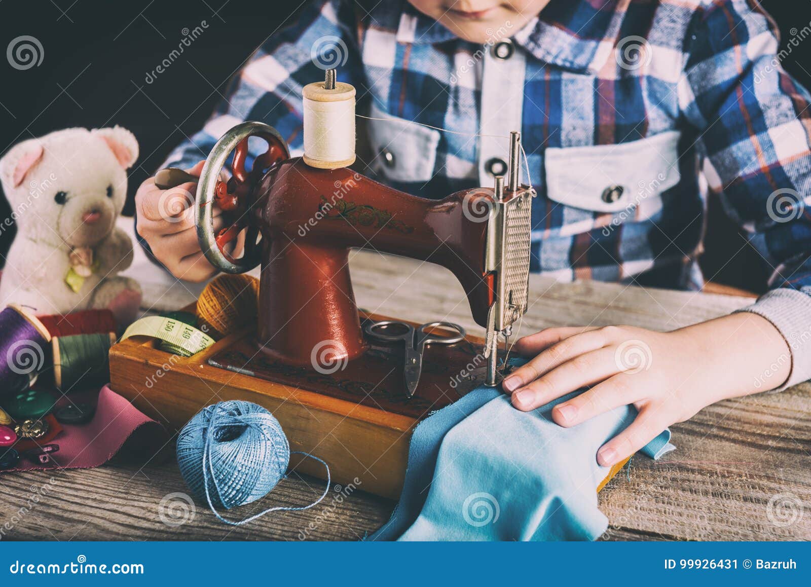 Children sewing stock image. Image of children, embroidery - 99926431