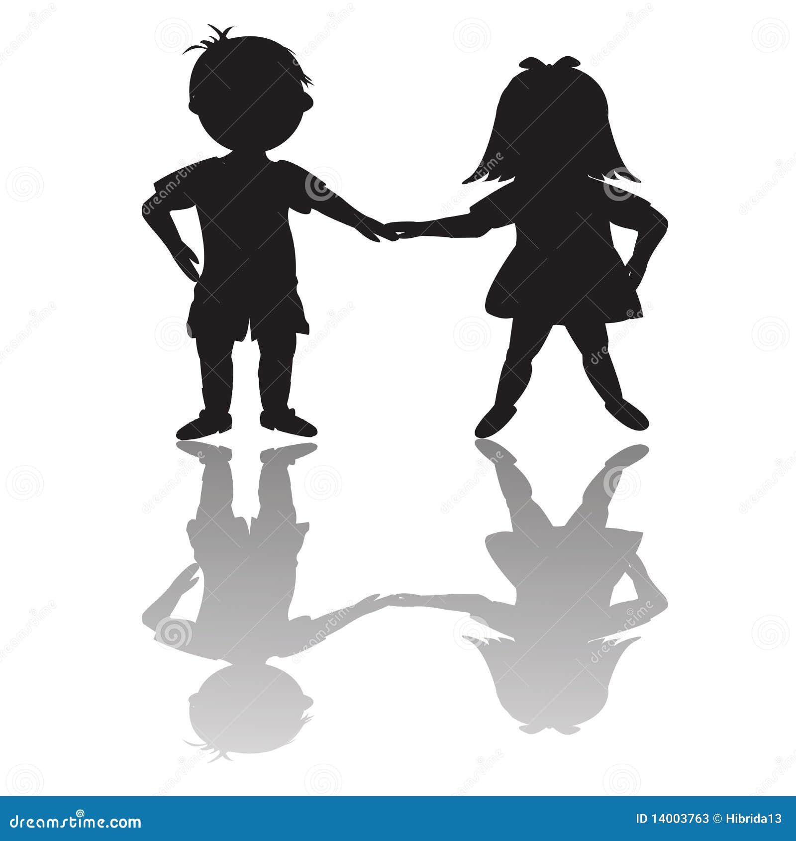 Children Silhouettes with Shadows Stock Illustration - Illustration of ...