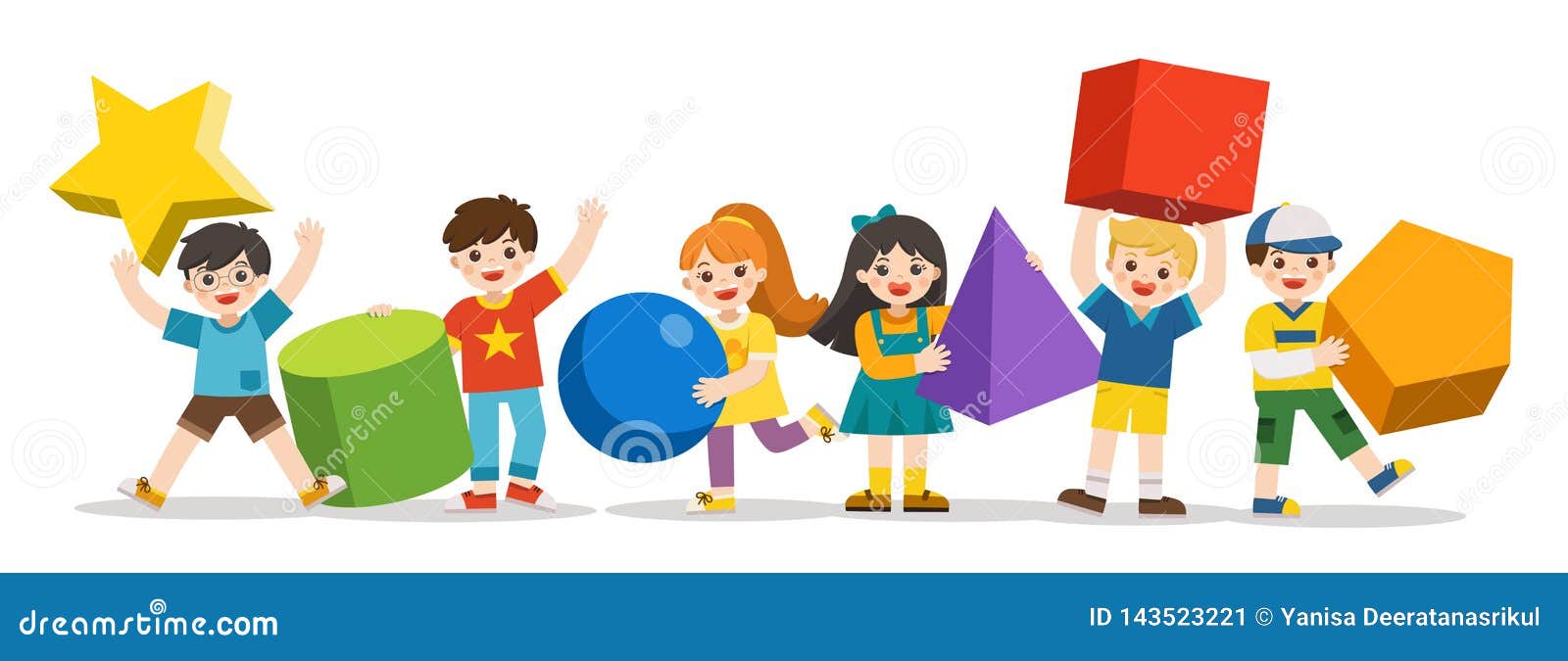 Children with Simple Geometry Forms. Different Geometric Shape Stock ...