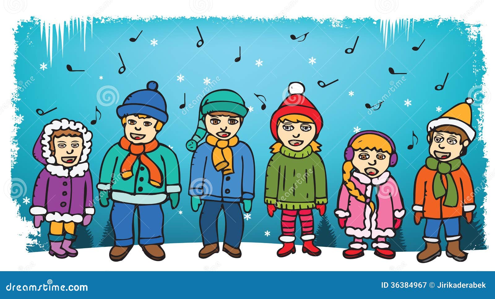 Children singing carols stock vector. Illustration of outline - 36384967