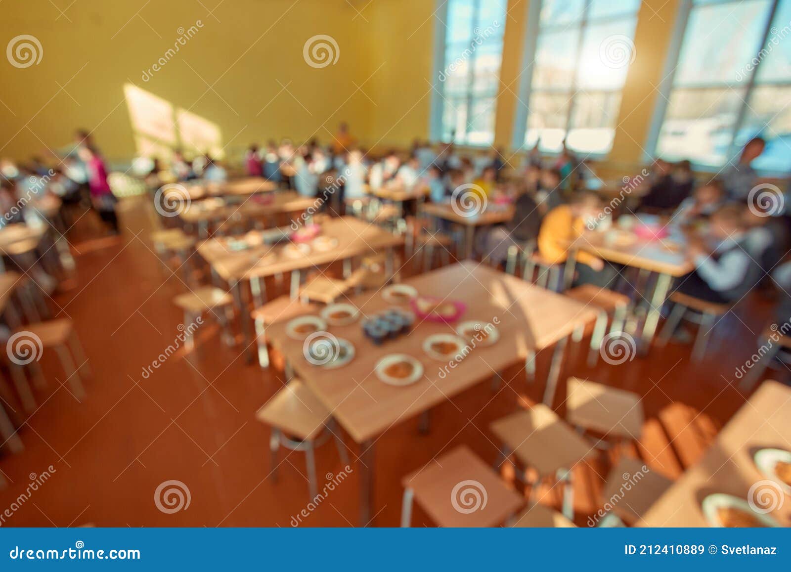 Children Sitting at Cafeteria Table while Eating Lunch Stock Image ...