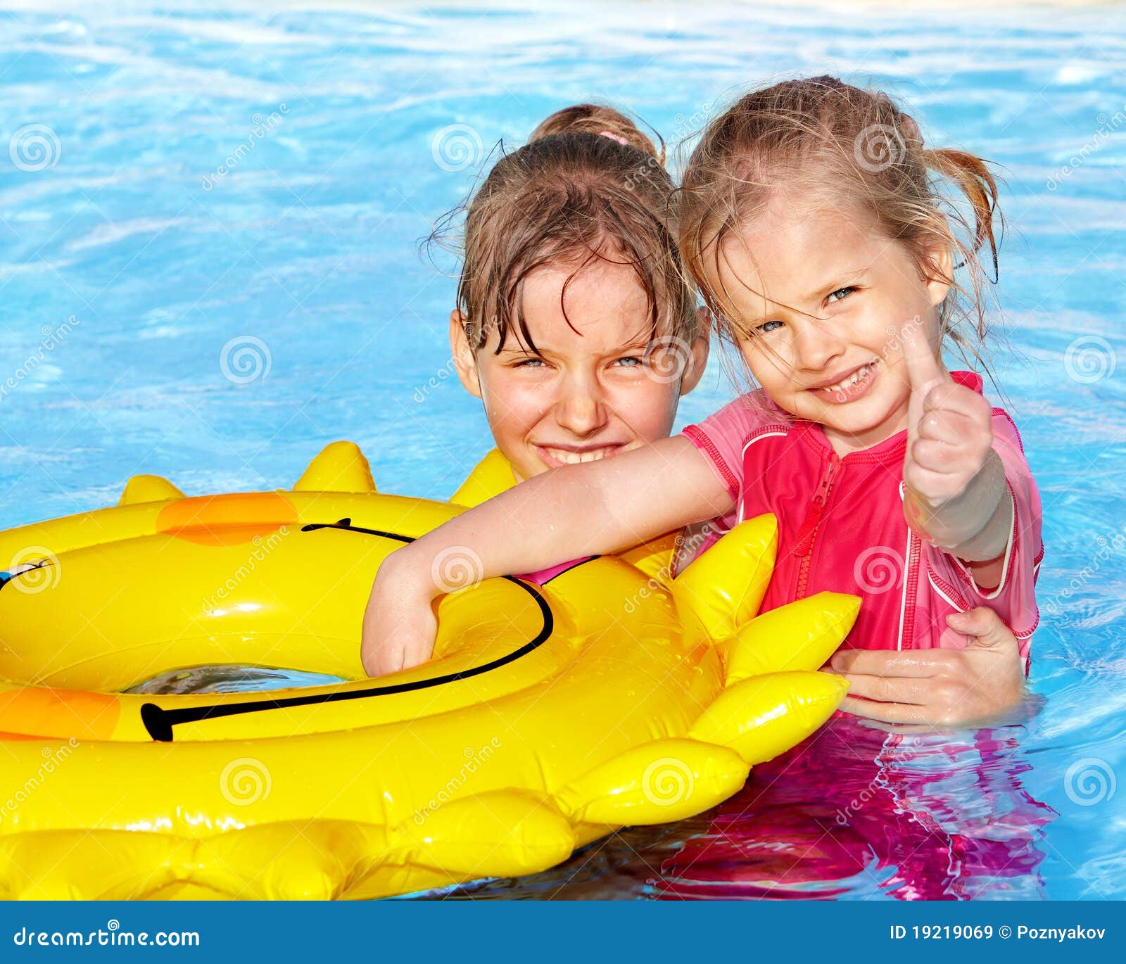 Children Sitting On Inflatable Ring.. Stock Image | CartoonDealer.com ...