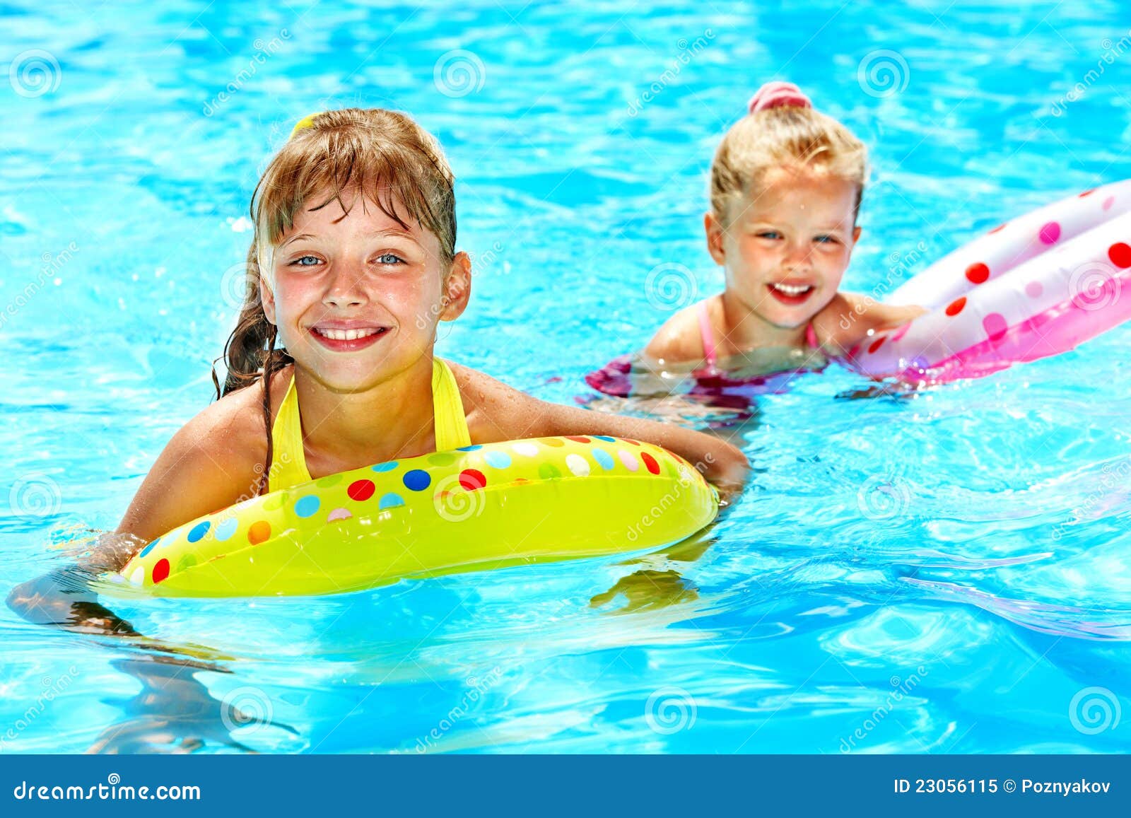Children Sitting on Inflatable Ring. Stock Image - Image of sitting ...